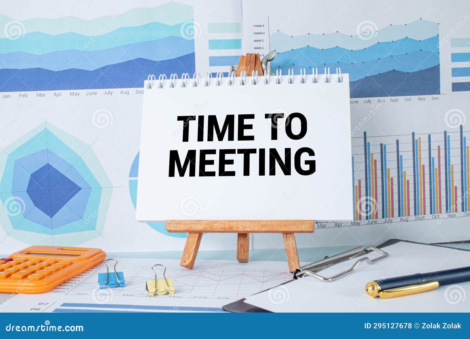 TIME TO MEETING Text Written on a Paper Clipboard with Office Tools ...