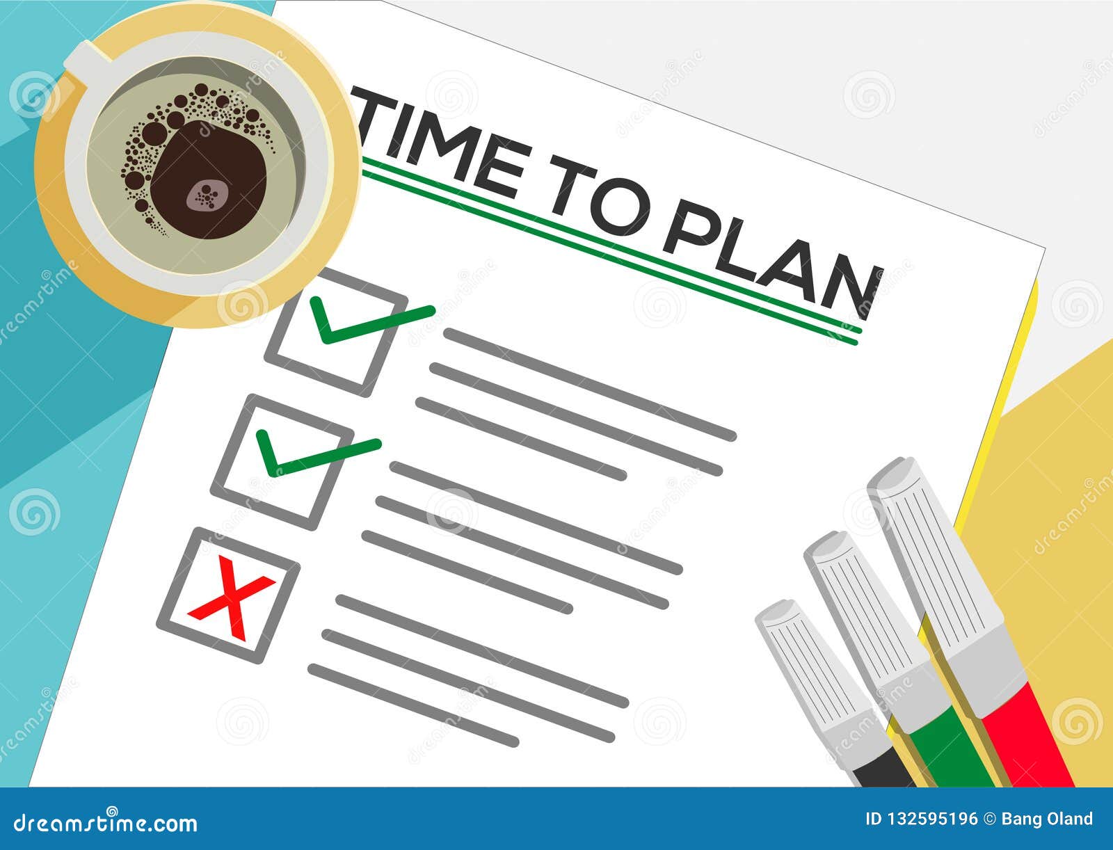 Time To Plan or Planning Icon Concept. One Task Failed. Paper Sheets ...