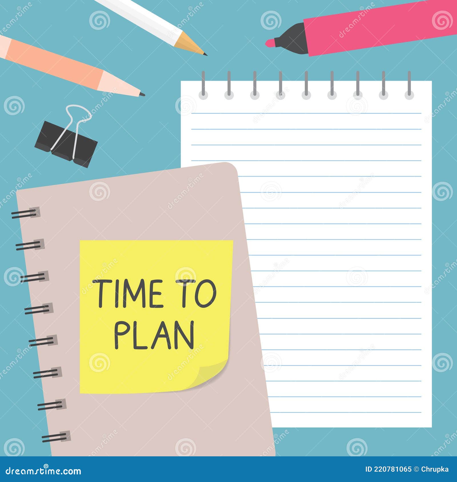 Time To Plan Written on Yellow Sticky Note Stock Vector - Illustration ...