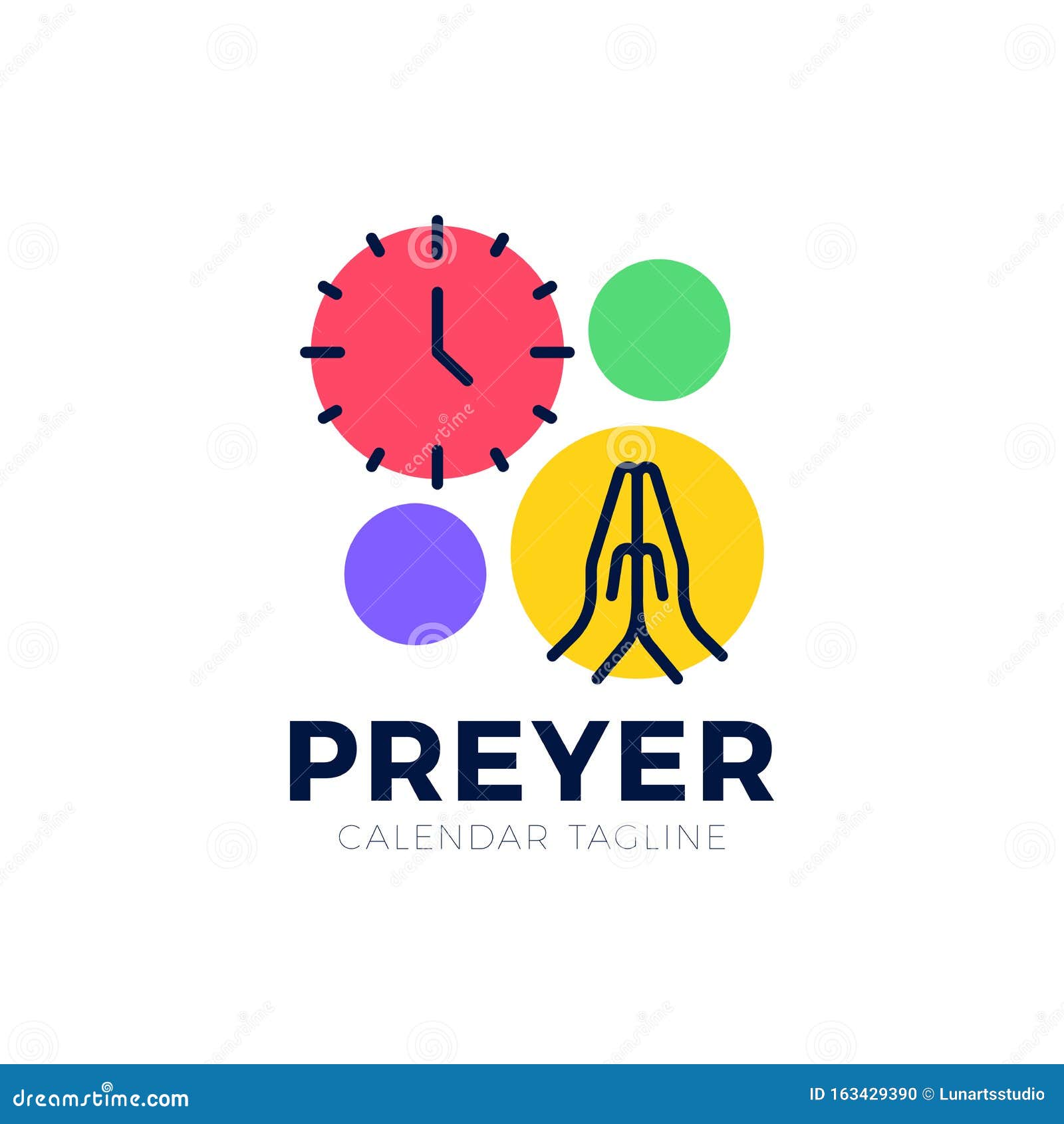 Time To Pray Vector Logo. Praying Hands Icon with Clock Stock ...
