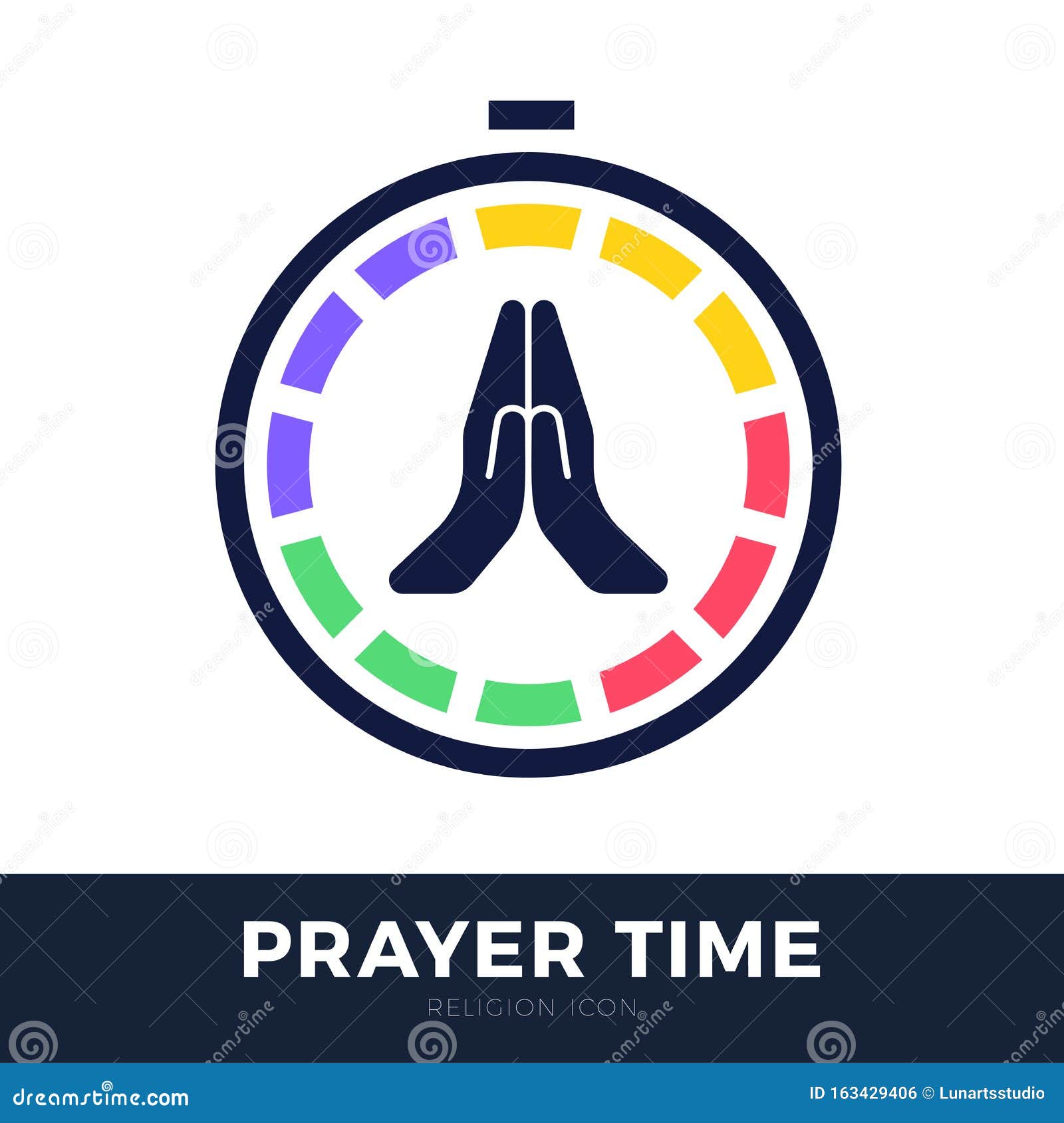 Time To Pray Vector Logo. Praying Hands Icon With Clock Stock ...