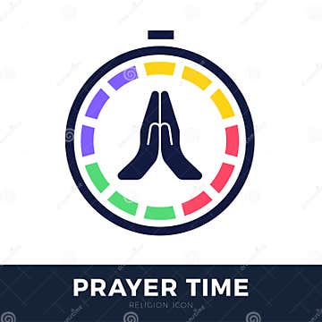 Time To Pray Vector Logo. Praying Hands Icon with Clock Stock ...
