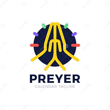 Time To Pray Vector Logo. Praying Hands Icon with Clock Stock ...