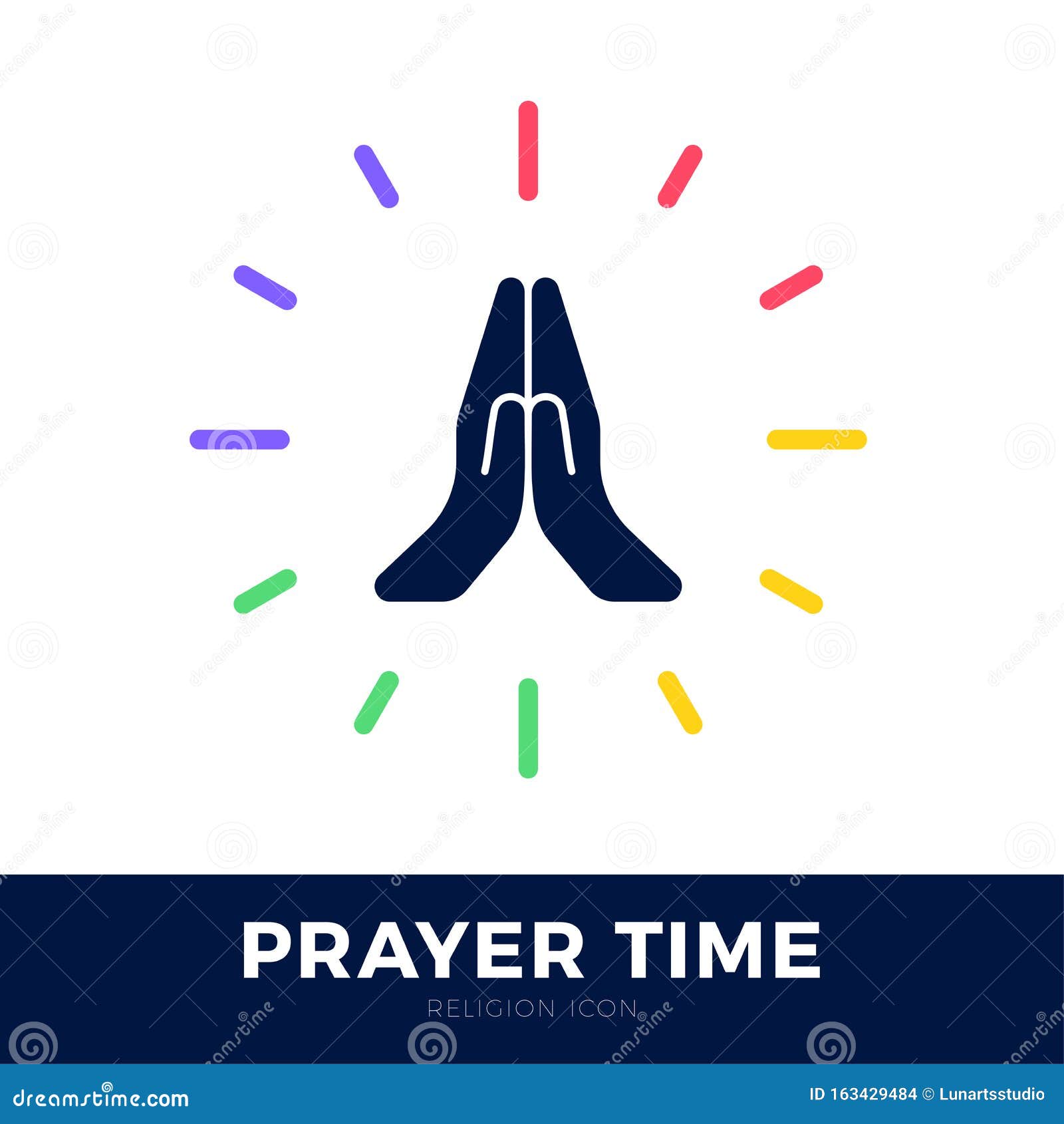Time To Pray Vector Logo Set. Collectio Of Praying Hands Icon With ...