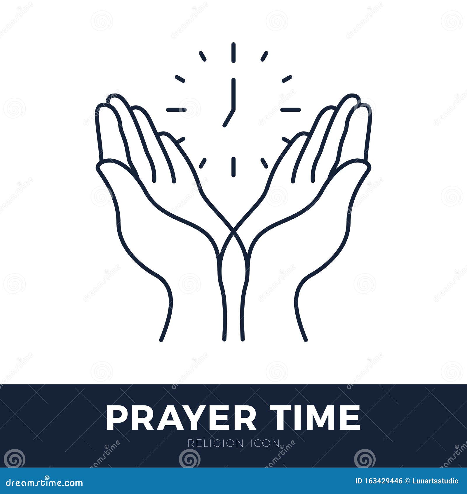 Time To Pray Vector Logo Set. Collectio Of Praying Hands Icon With ...