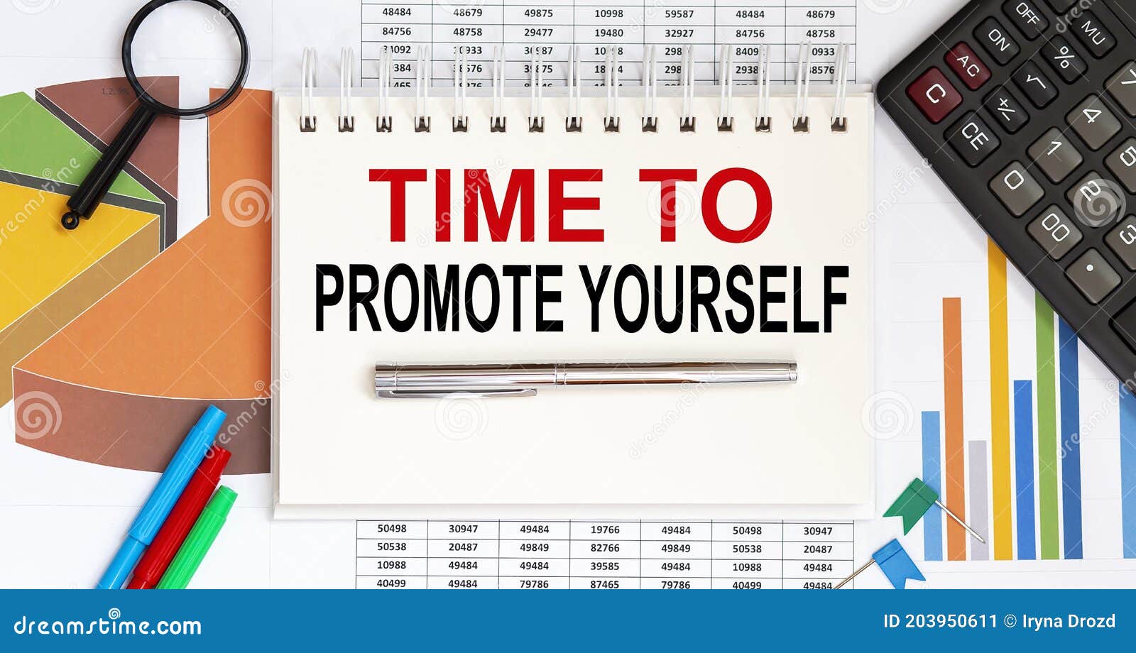 Time To Promote Yourself Message Written on a Notebook on Chart Stock ...