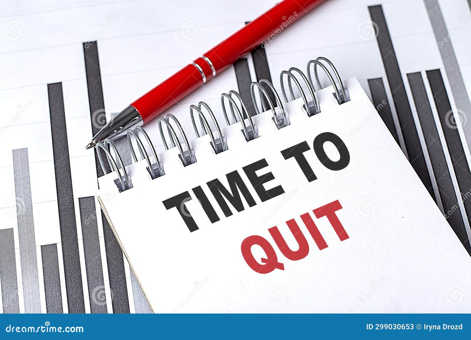 TIME TO QUIT Text Written on Notebook with Pen on Chart Stock Image ...