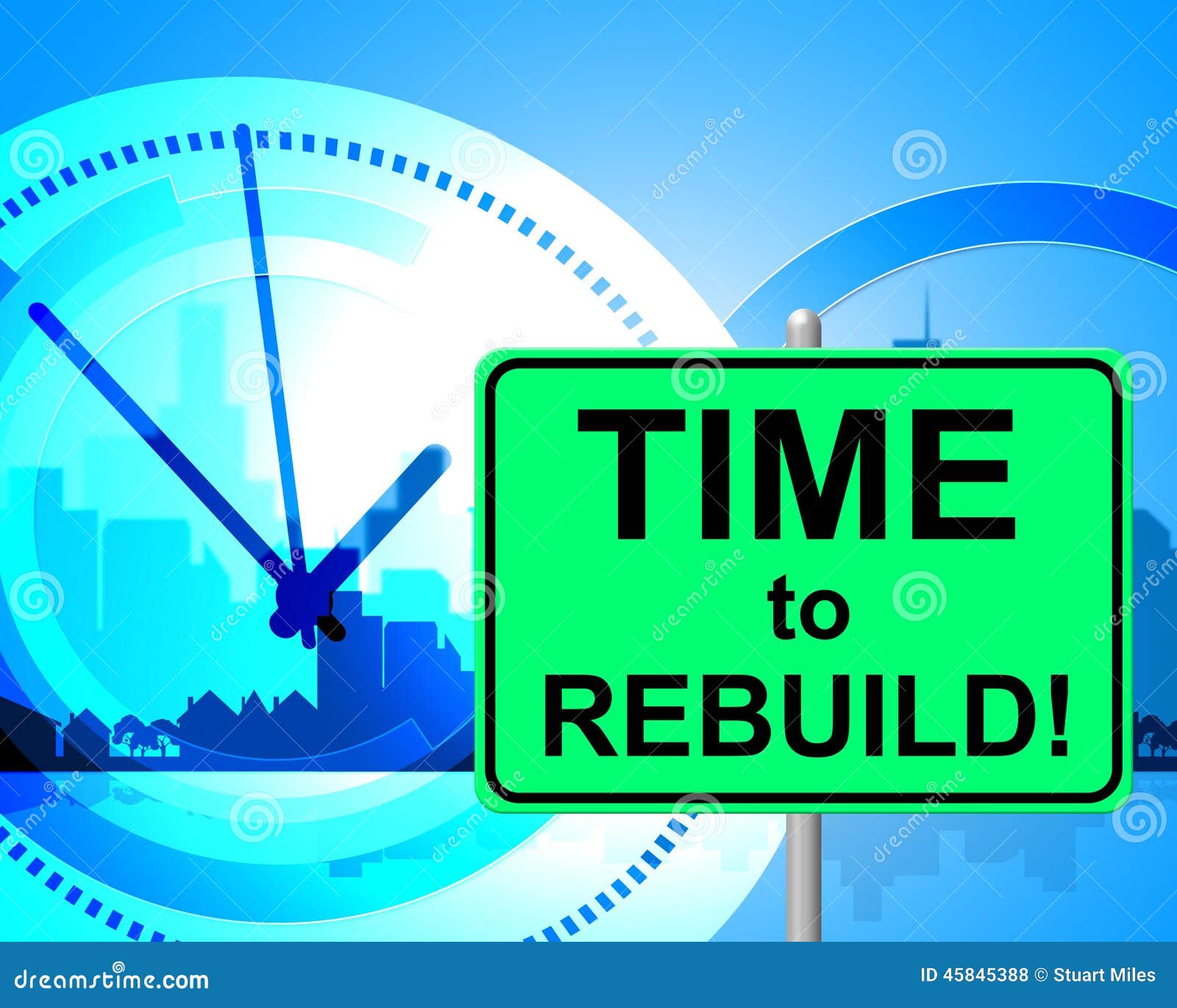 Time To Rebuild Shows at the Moment and Now Stock Illustration ...