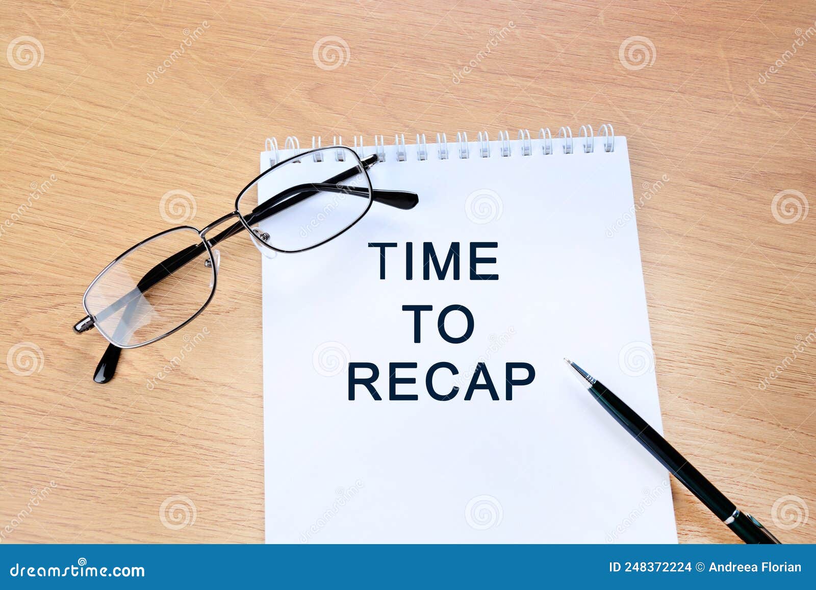 Time To Recap Text on Notebook Page Stock Photo - Image of notebook ...