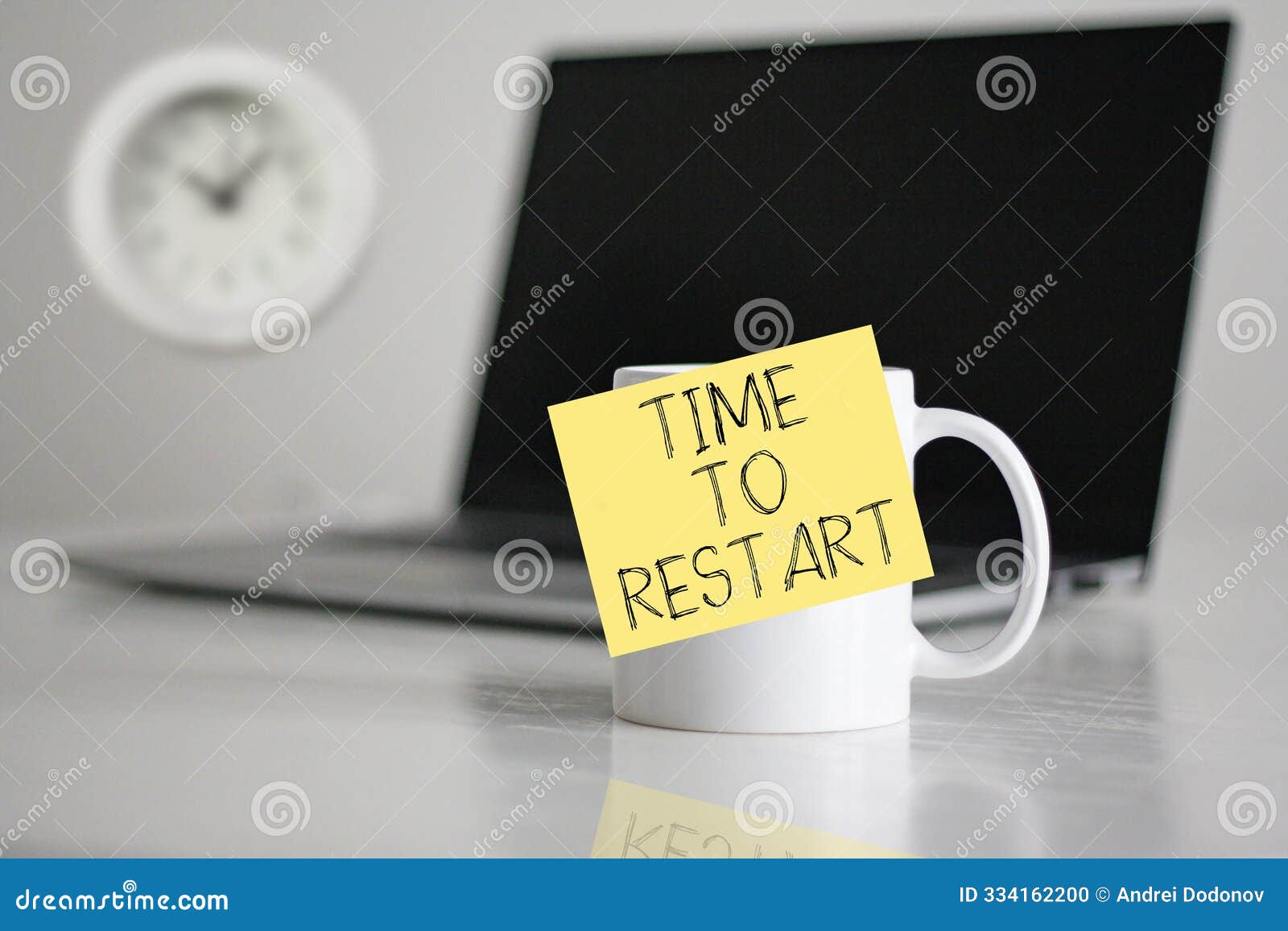 Time To Restart is Shown Using the Text and Photo of Clock Stock Photo ...
