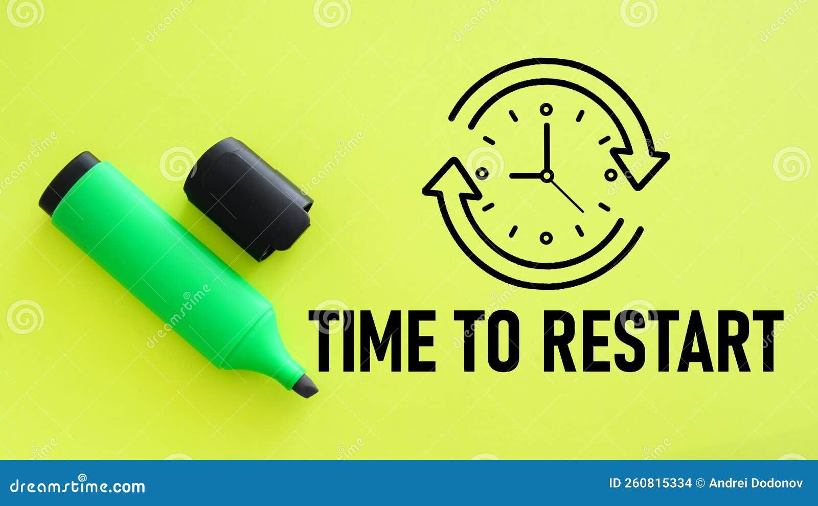 Time To Restart is Shown Using the Text Stock Photo - Image of restart ...