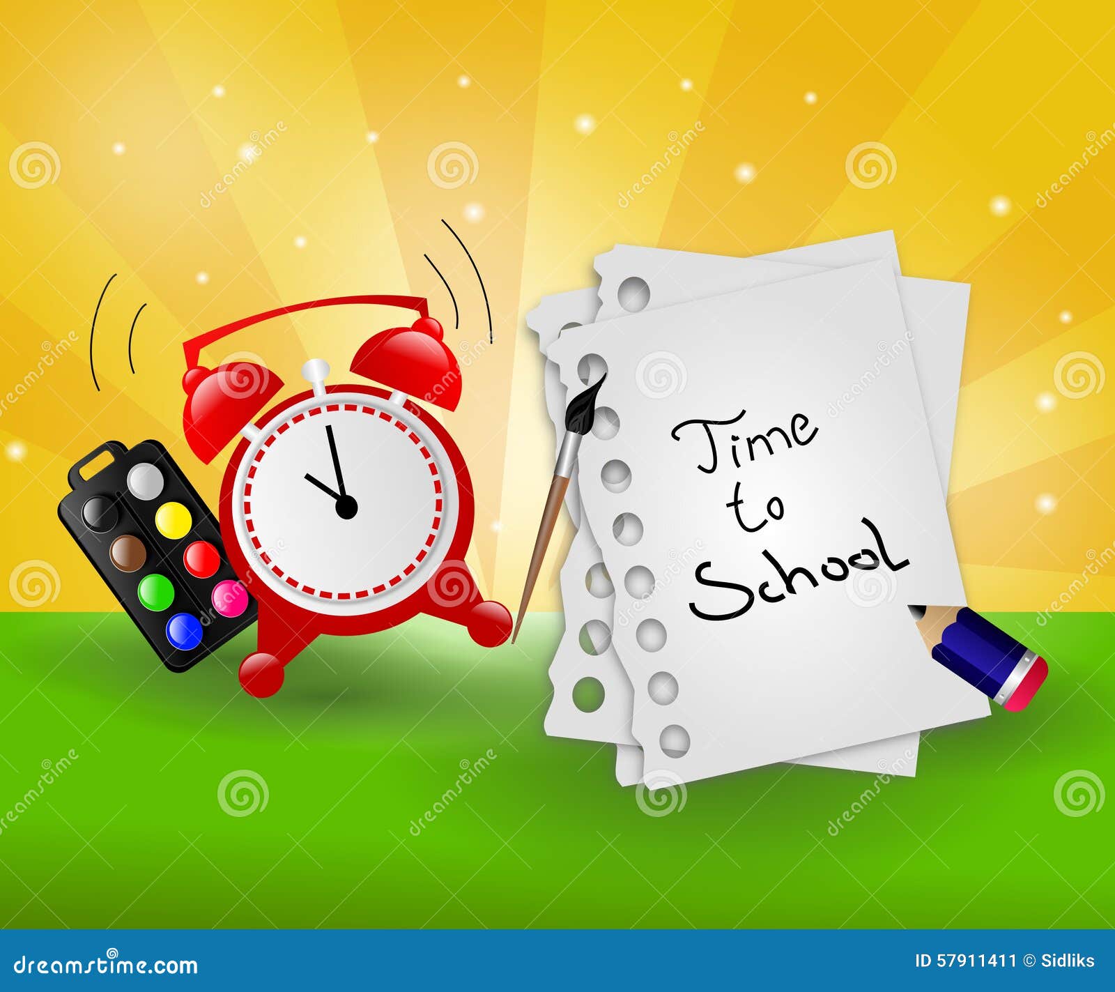 Time to school stock illustration. Illustration of color - 57911411