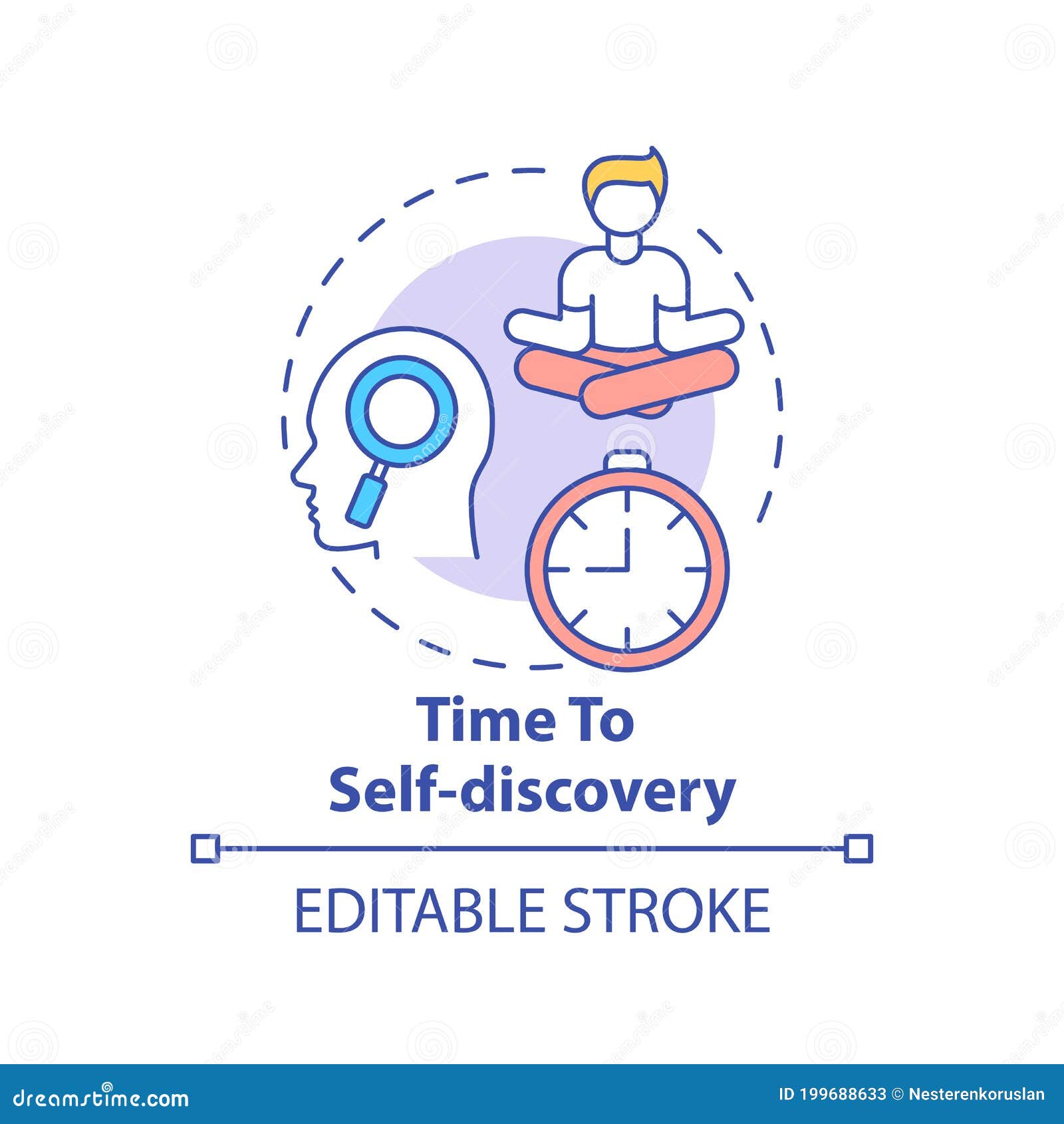 Time To Self Discovery Concept Icon Stock Vector - Illustration of idea ... Time To Self Discovery Concept Icon Stock Vector - Illustration of idea ...