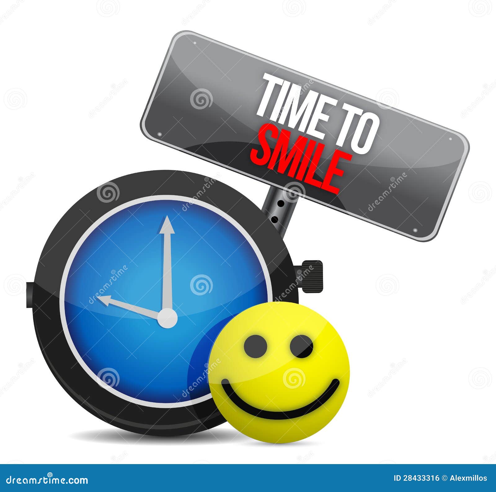 Time To Smile and a Happy Face Stock Illustration - Illustration of ...