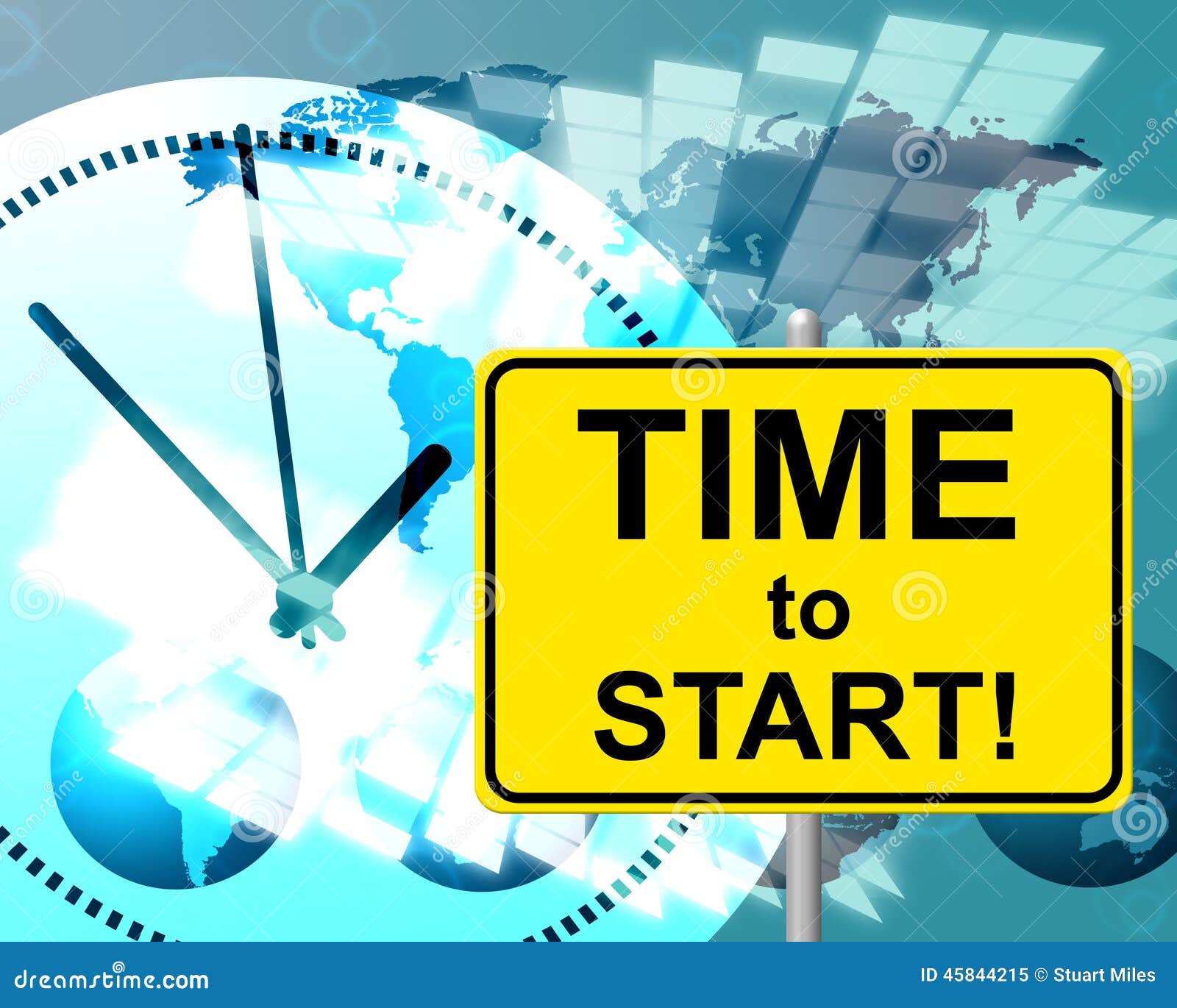 Time To Start Represents at the Moment and Currently Stock Illustration ...