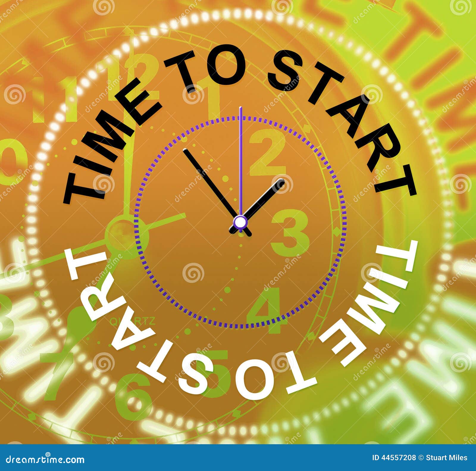 Time To Start Represents at the Moment and Initiate Stock Illustration ...
