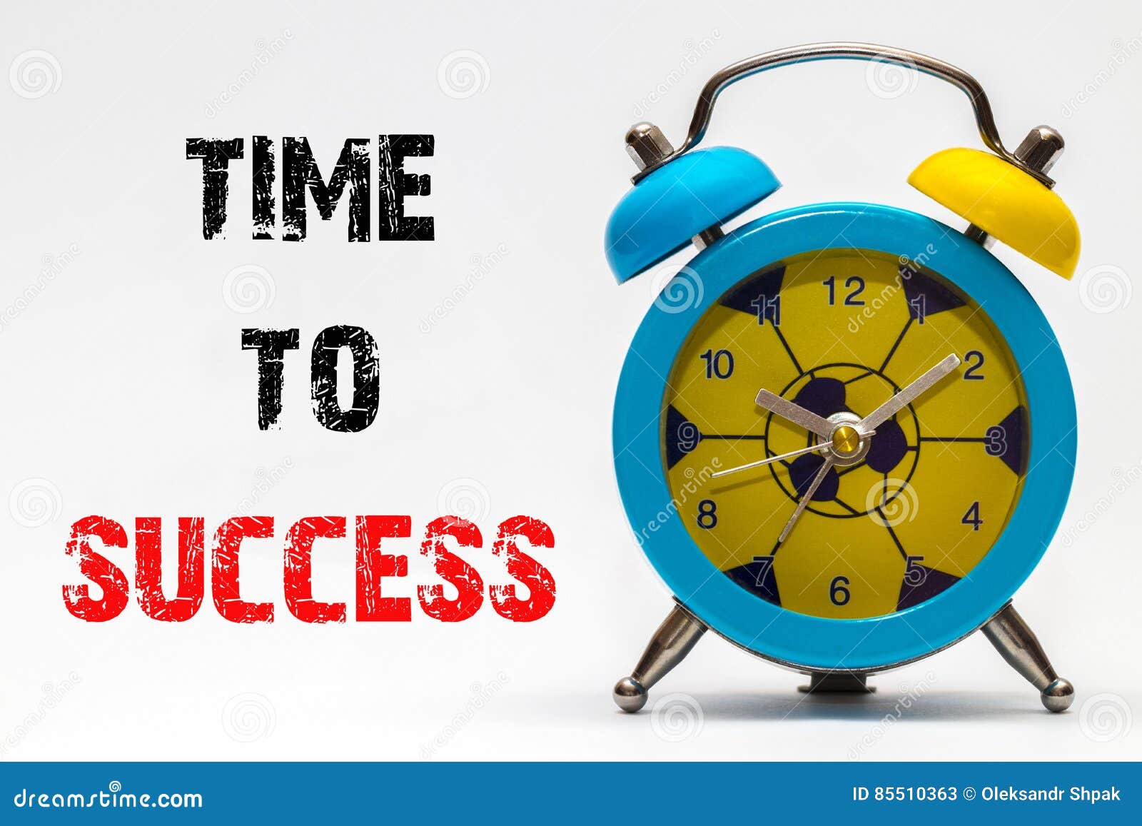 Time To Success on a White Background. Retro Alarm Clock Stock Image ...