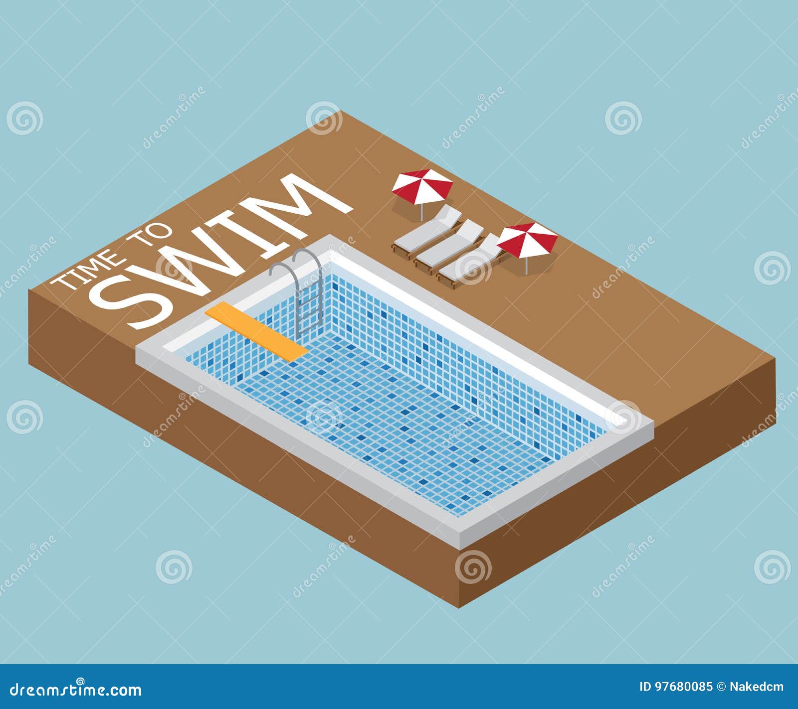 Time To Swim, Swiming Pool Isometric Stock Vector - Illustration of ...