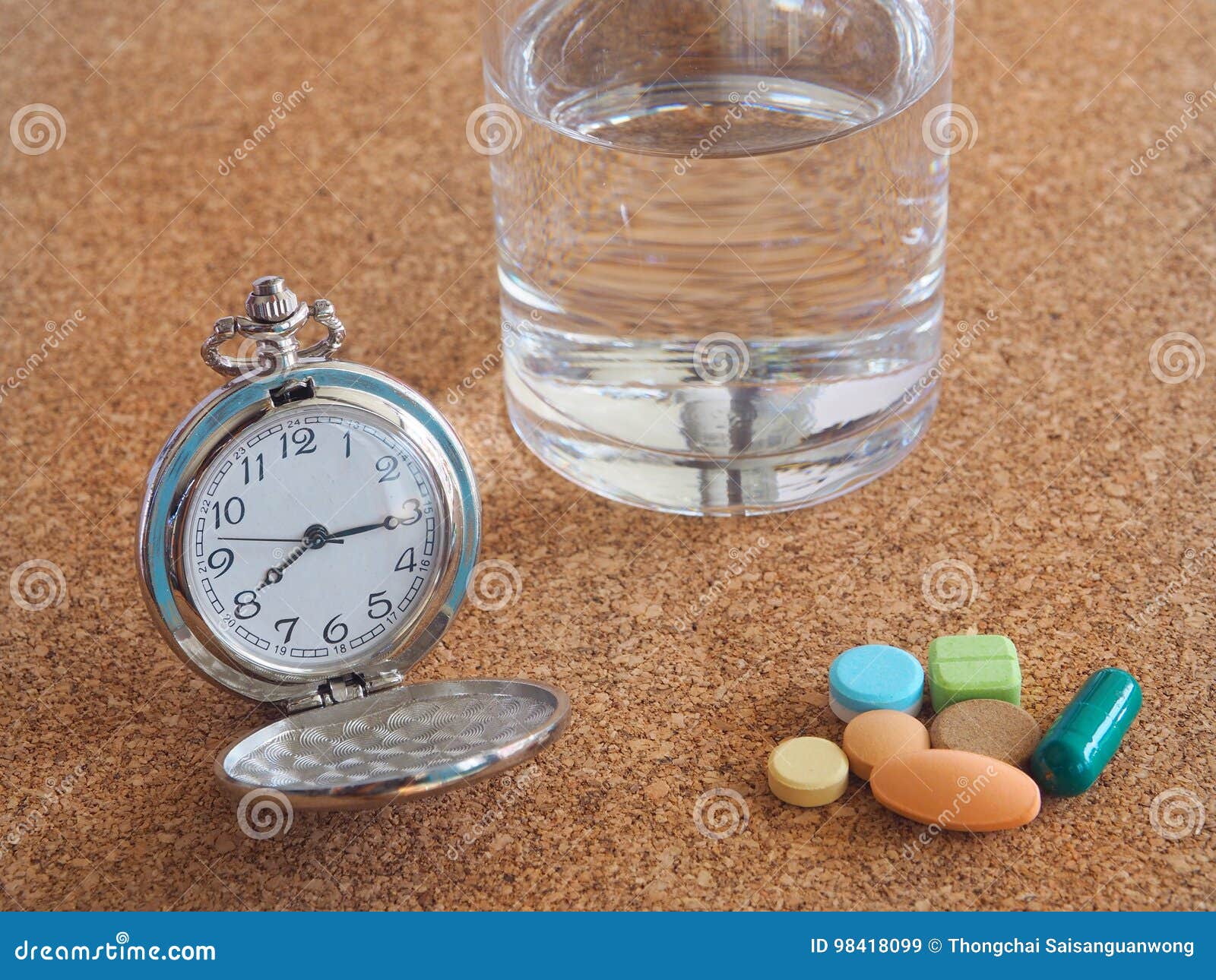 Time to take medicine stock image. Image of glass, color - 98418099