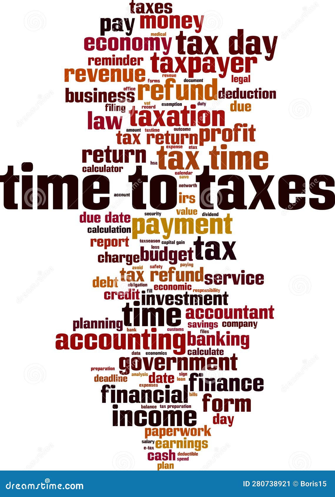 Time to taxes word cloud stock vector. Illustration of earnings - 280738921