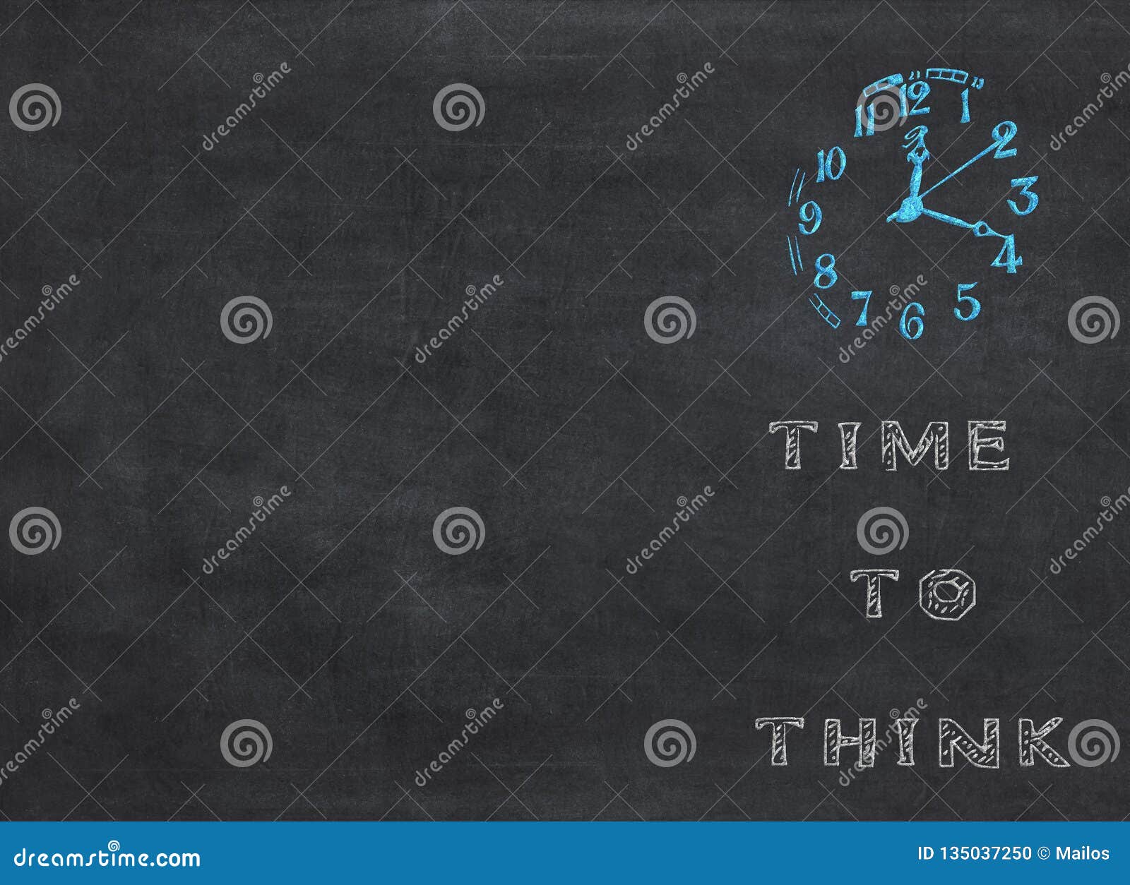 Time To Think - Clock with Text on Blue Background Stock Photo - Image ...