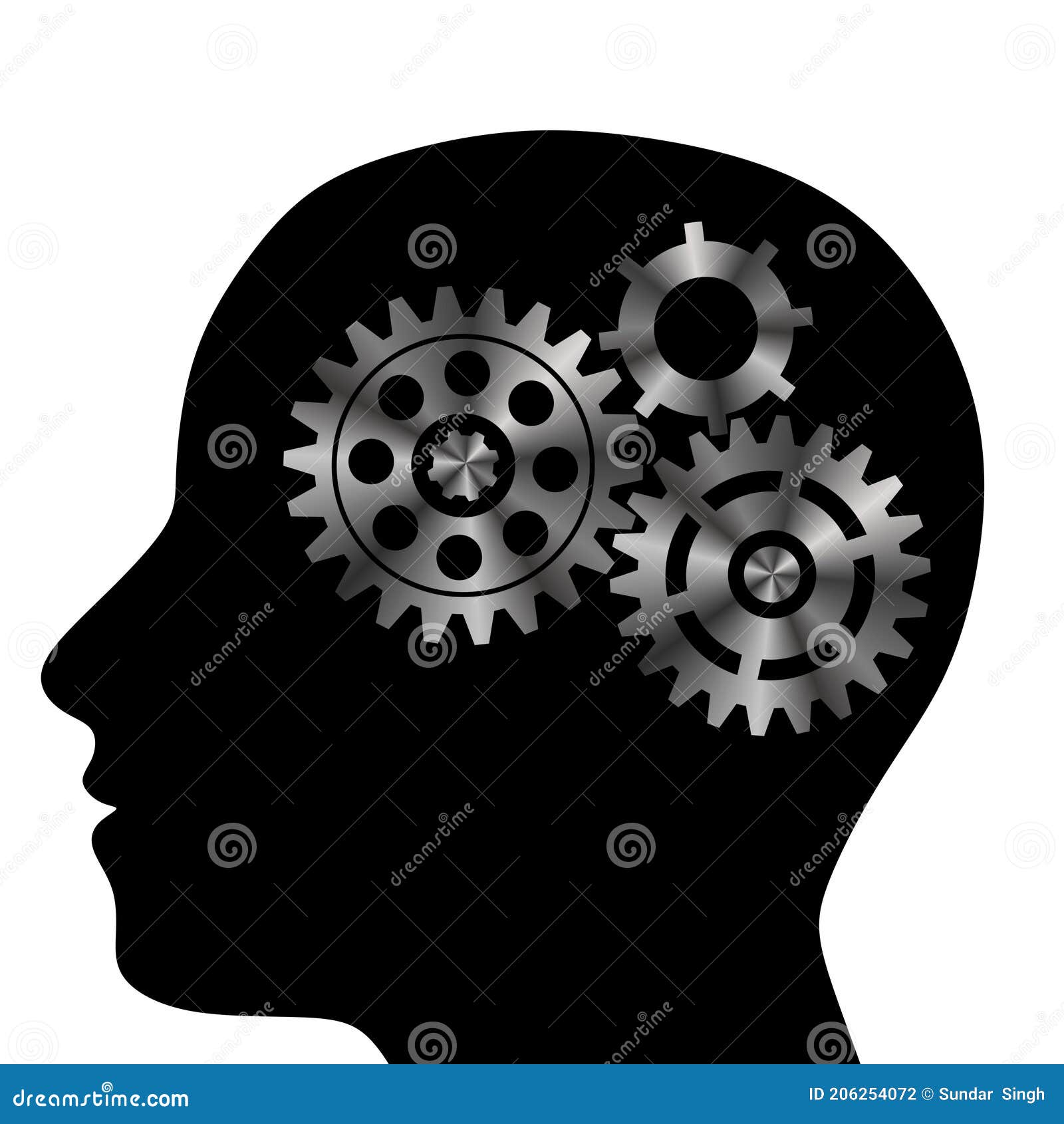 Time To Think, Creative Brain Idea Concept with Gears and Cogs Stock ...