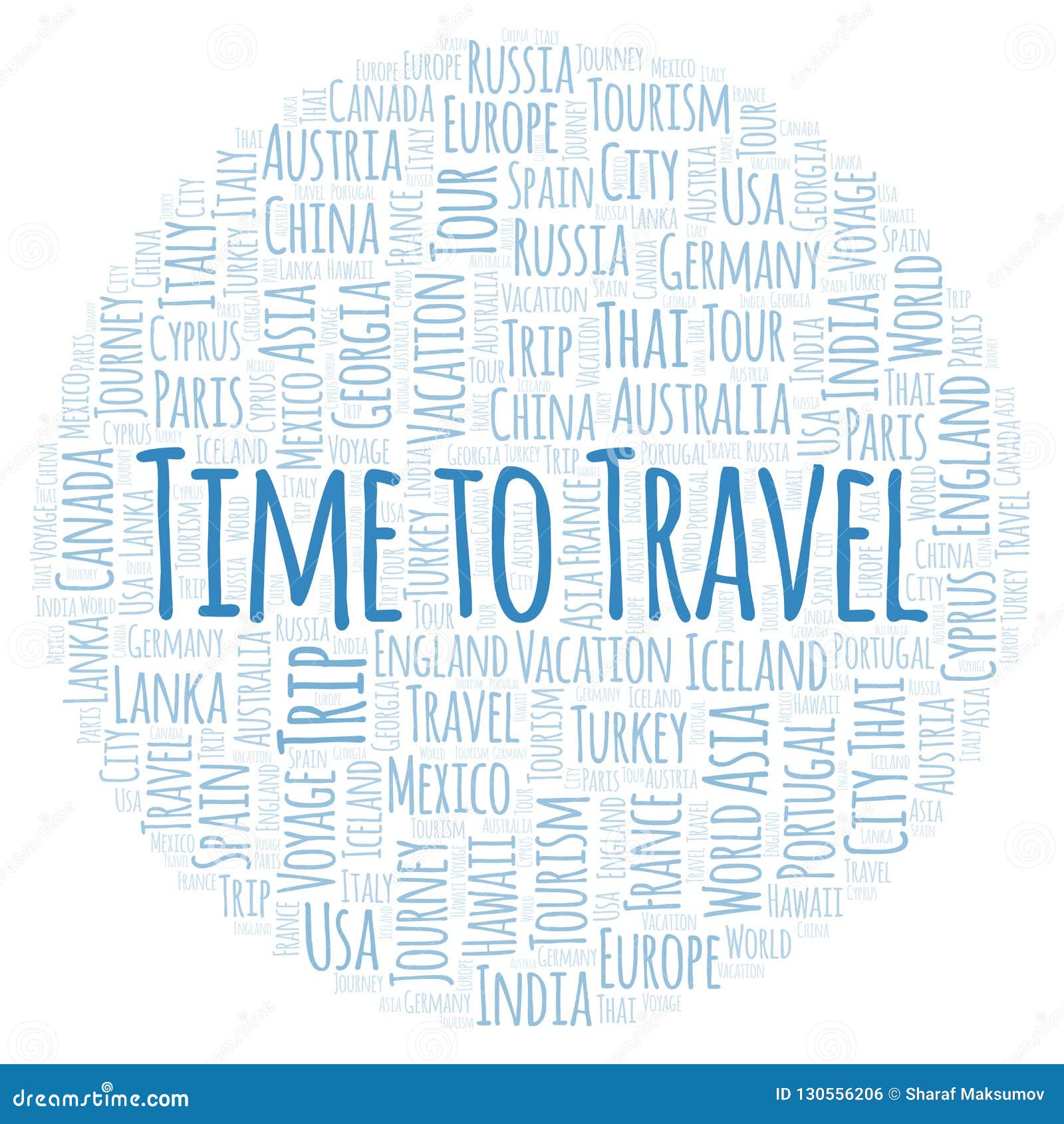 Time To Travel word cloud. stock illustration. Illustration of print ...