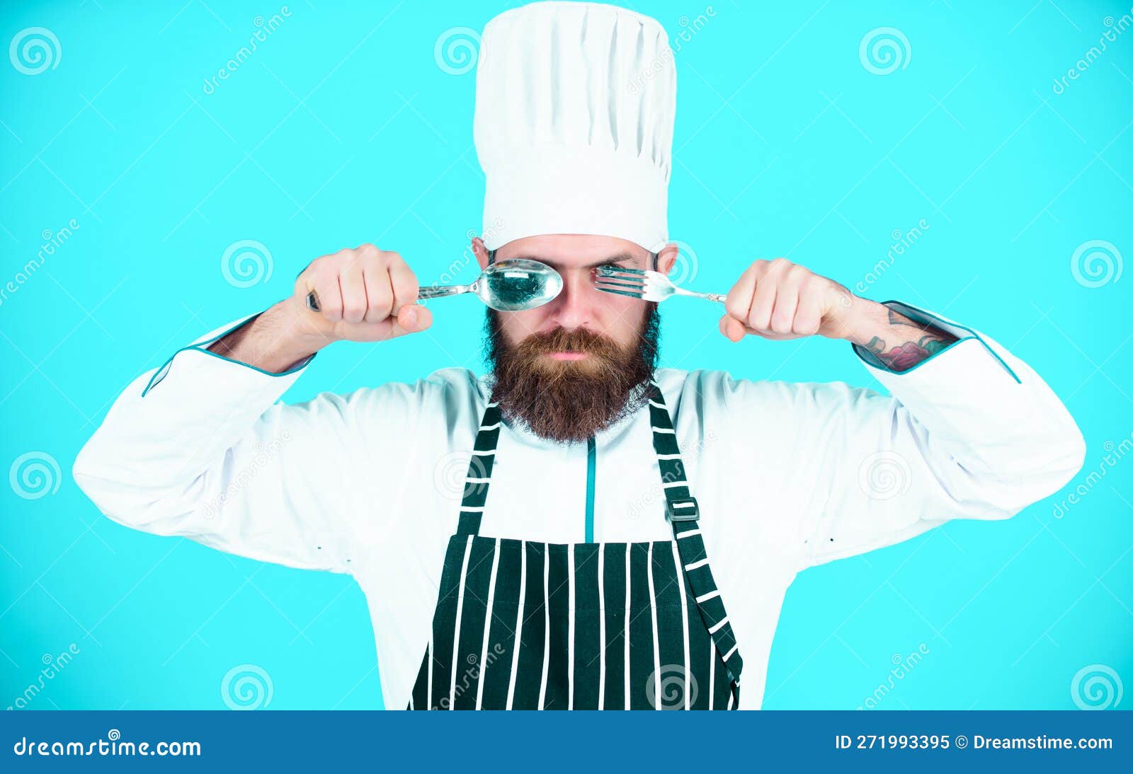 Lets Try Dish. Hungry Chef Ready To Try Food. Time To Try Taste. Chef ...