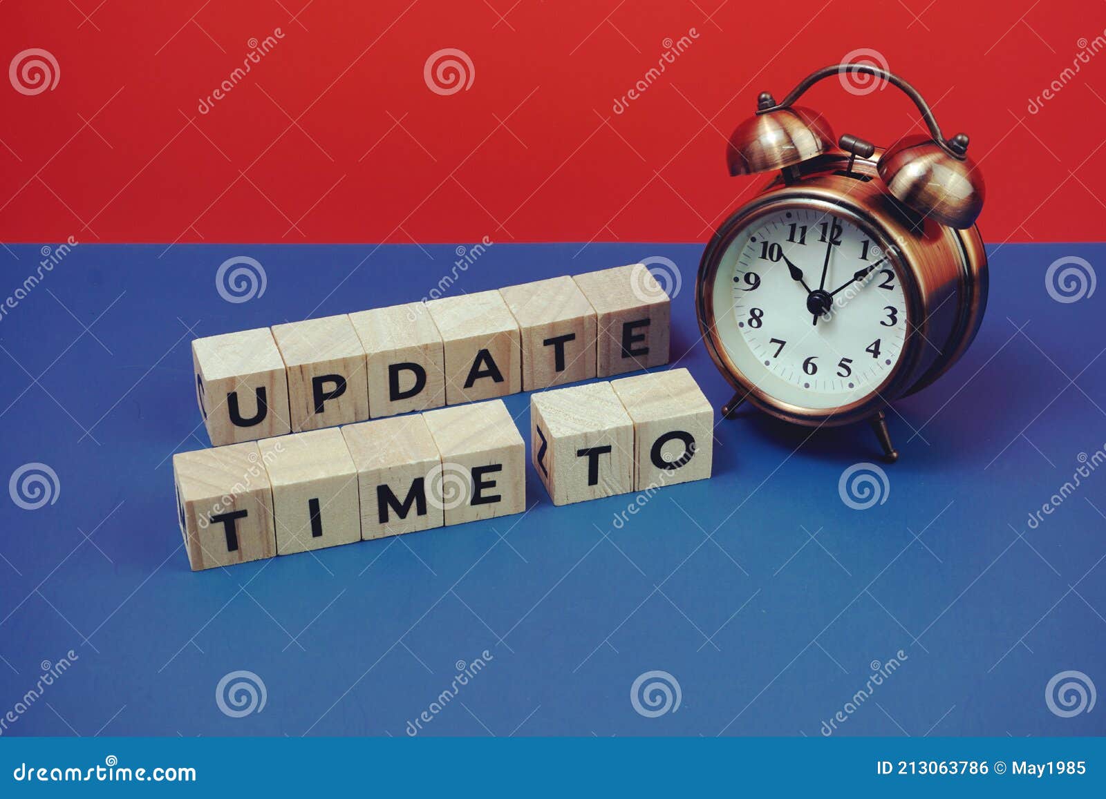 Time To Update Alphabet Letter with Alarm Clock on Blue and Red ...