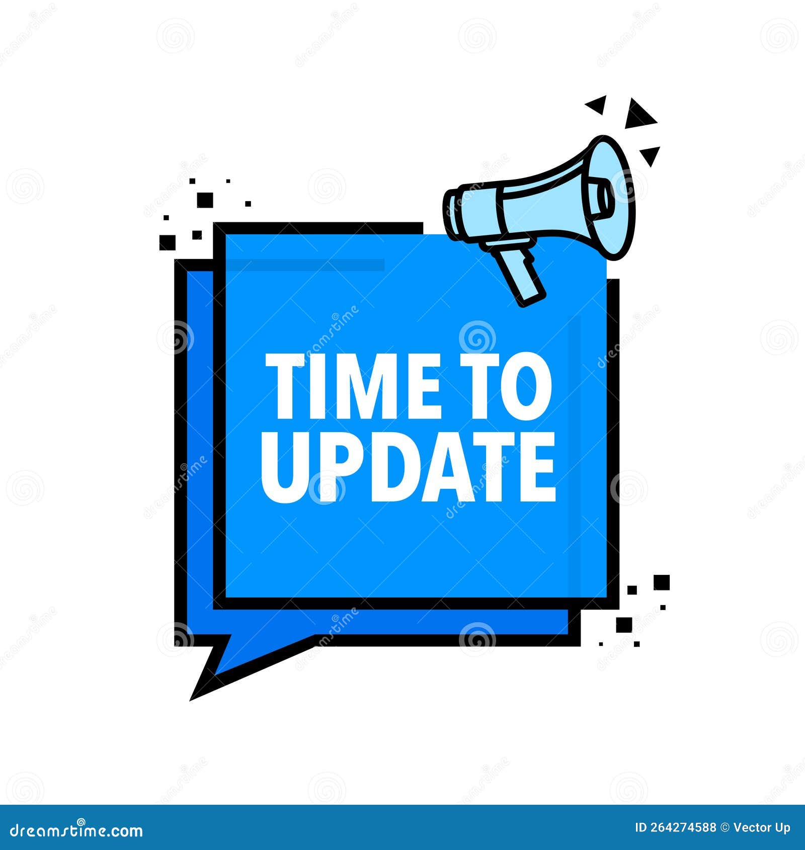Time To Update Announcement Megaphone Label. Loudspeaker Speech Bubble ...