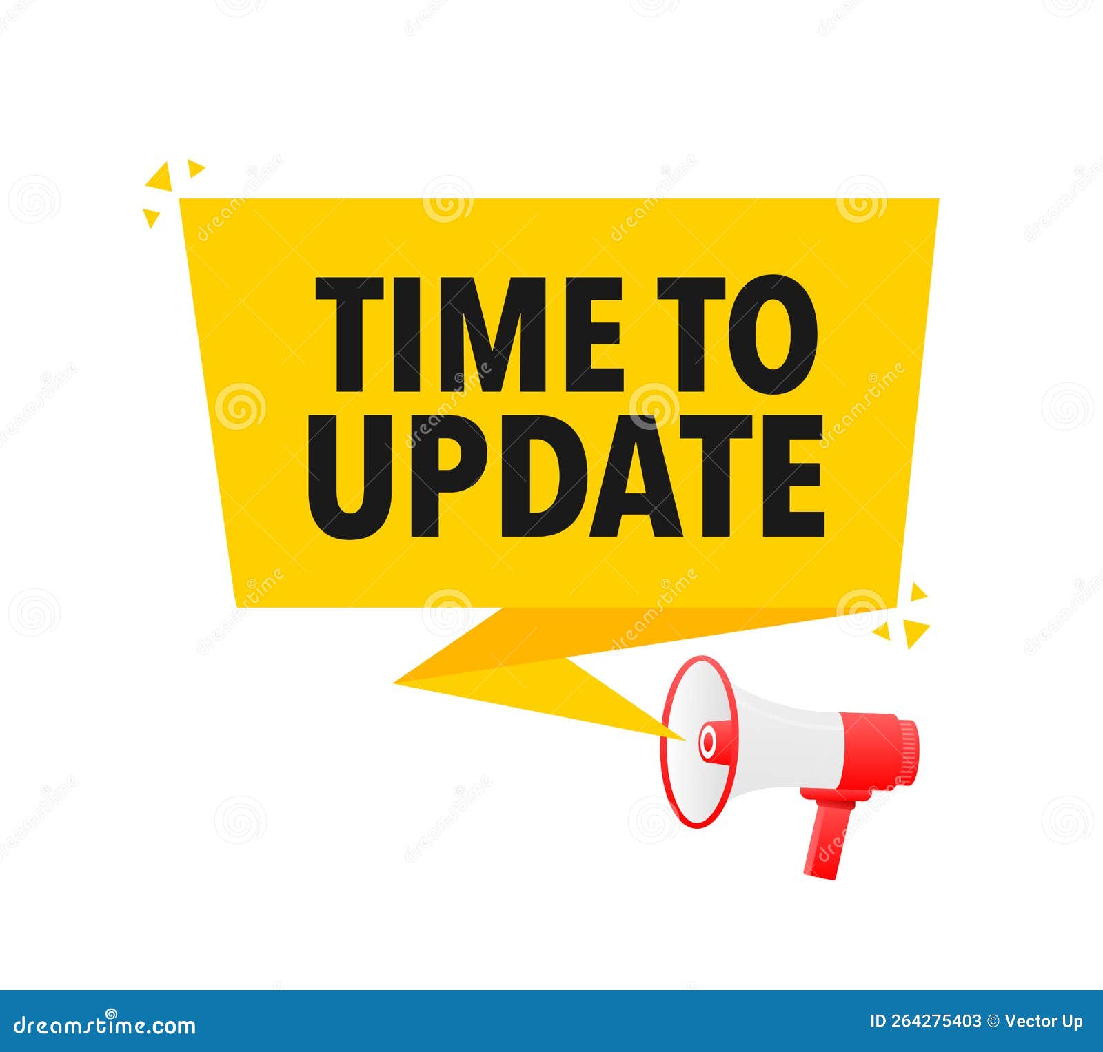 Time To Update Announcement Megaphone Label. Loudspeaker Speech Bubble ...