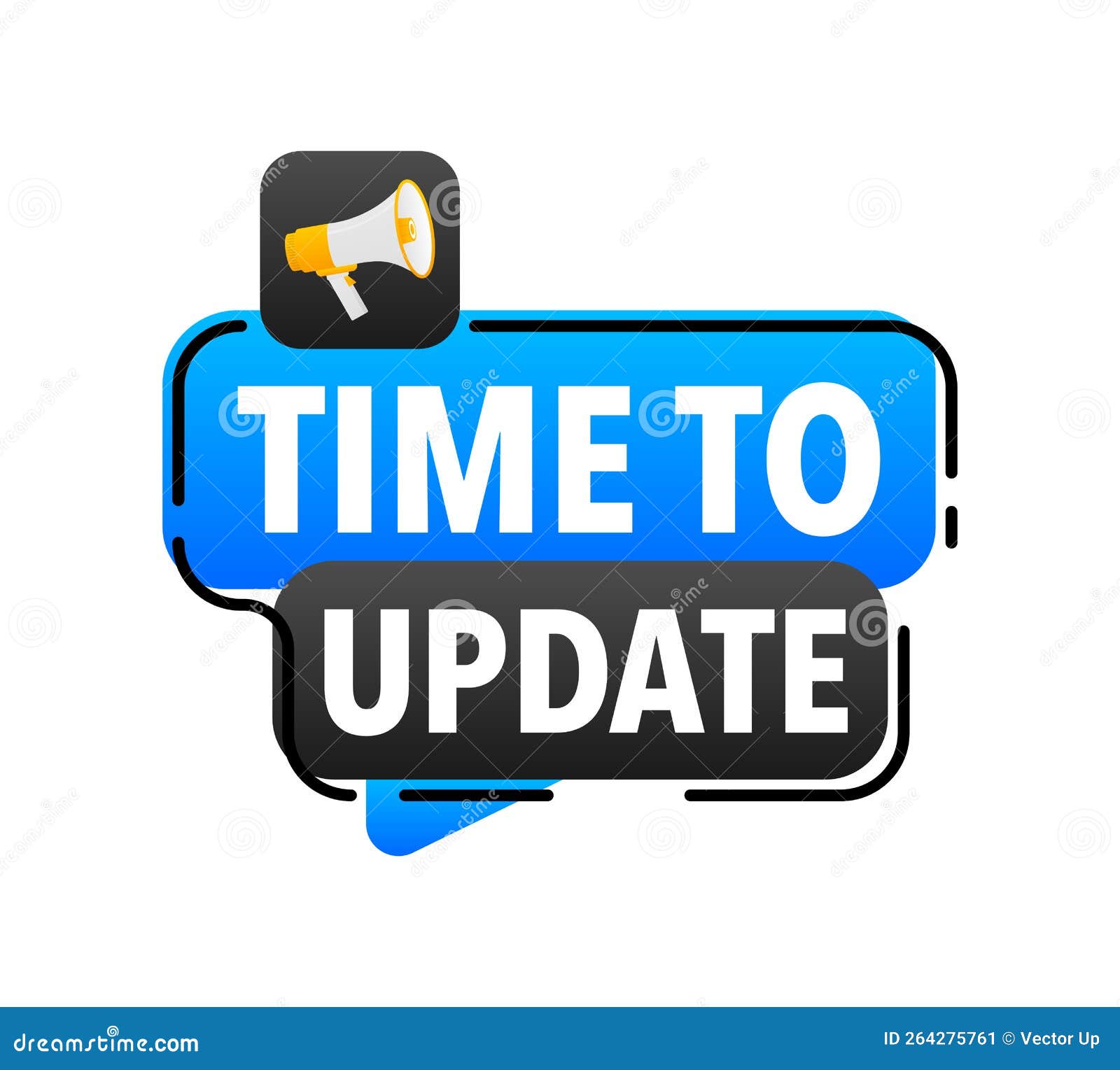 Time To Update Announcement Megaphone Label. Loudspeaker Speech Bubble ...