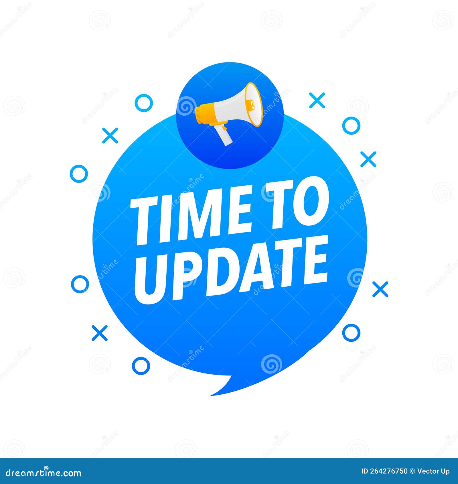 Time To Update Announcement Megaphone Label. Loudspeaker Speech Bubble ...