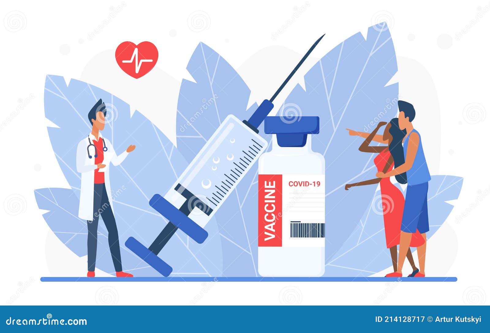 Time To Vaccinate Concept Doctor Character Advising Young Couple