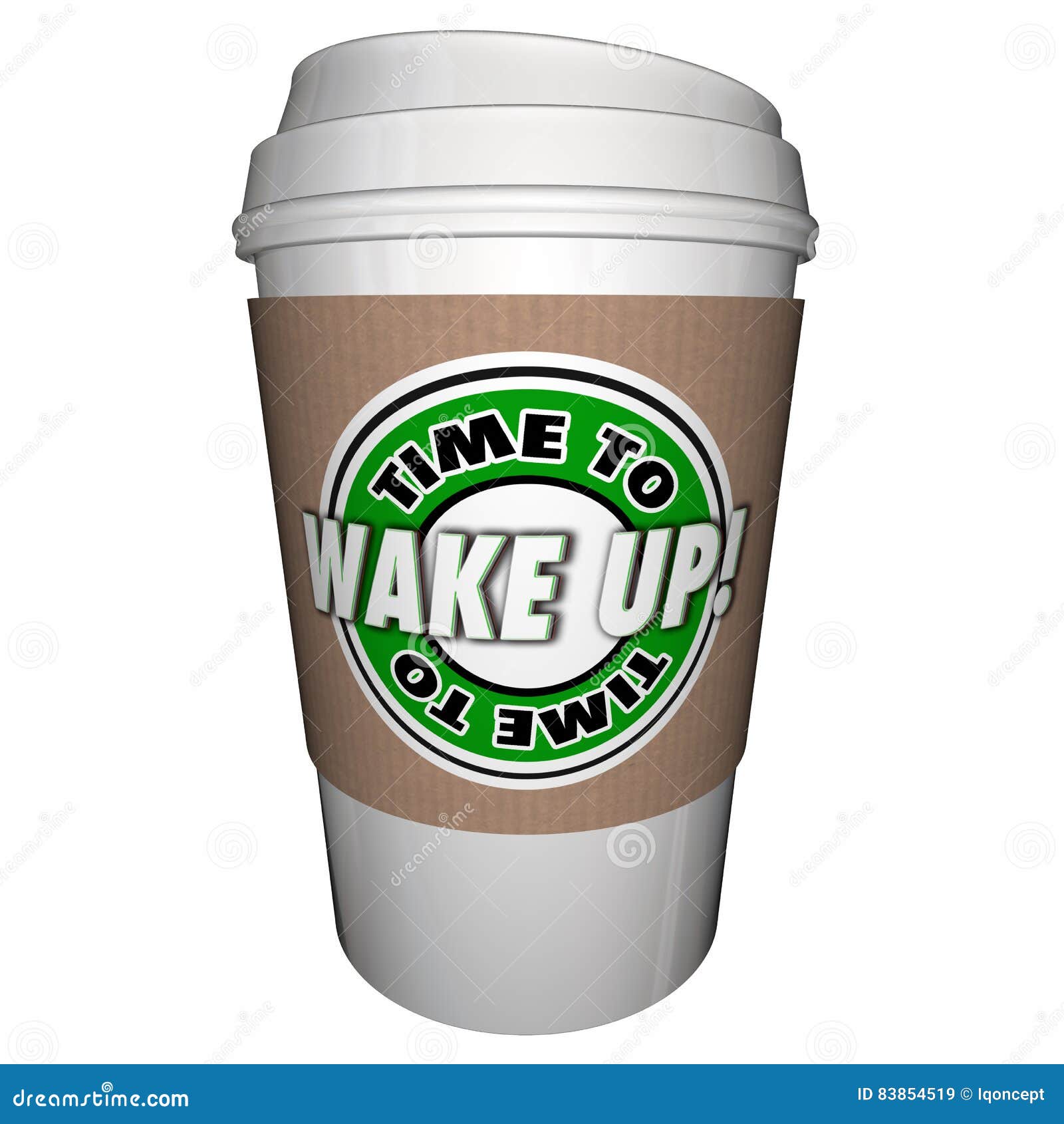 Time To Wake Up Sleeping Coffee Cup Stock Illustration - Illustration ...