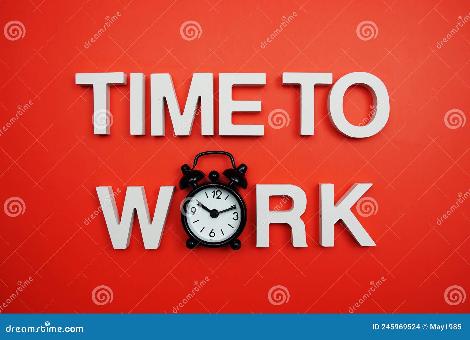 Time To Work Alphabet Letters on Red Background Stock Photo - Image of ...