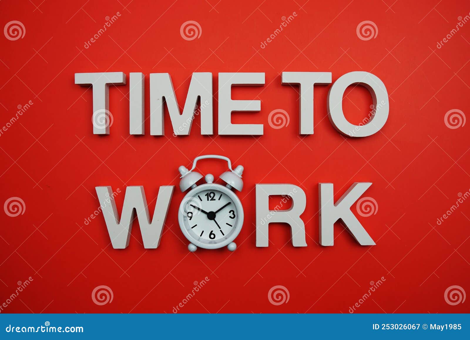 Time To Work Alphabet Letters on Red Background Stock Image - Image of ...