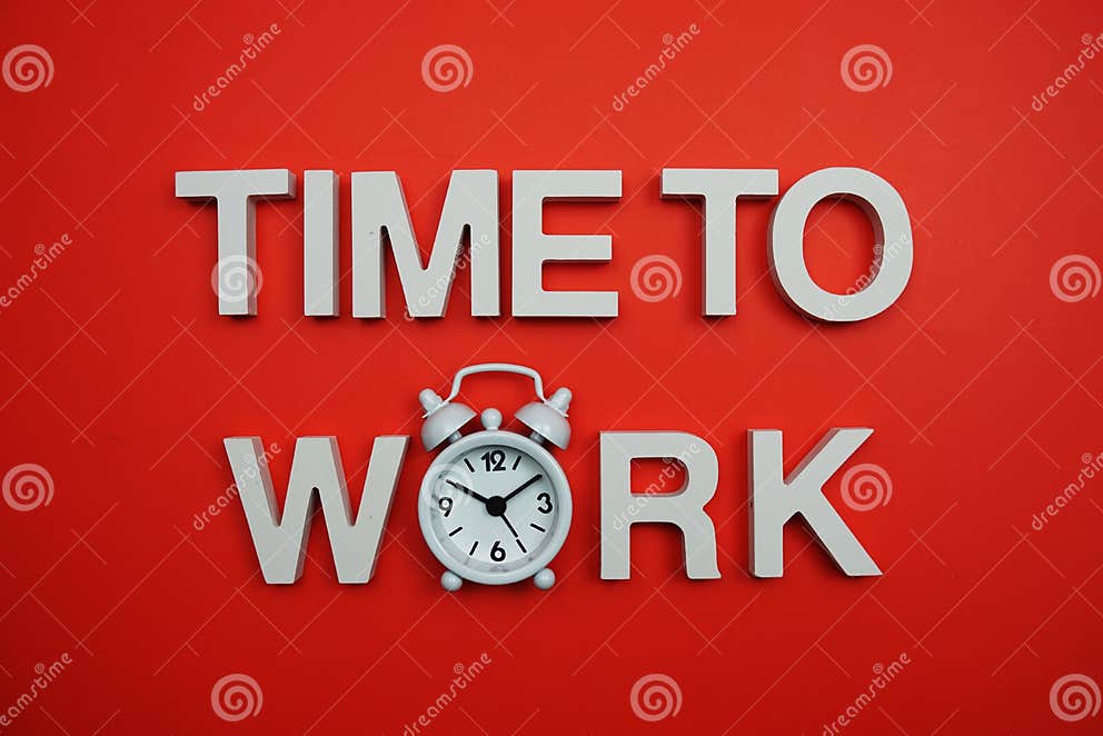 Time To Work Alphabet Letters on Red Background Stock Image - Image of ...