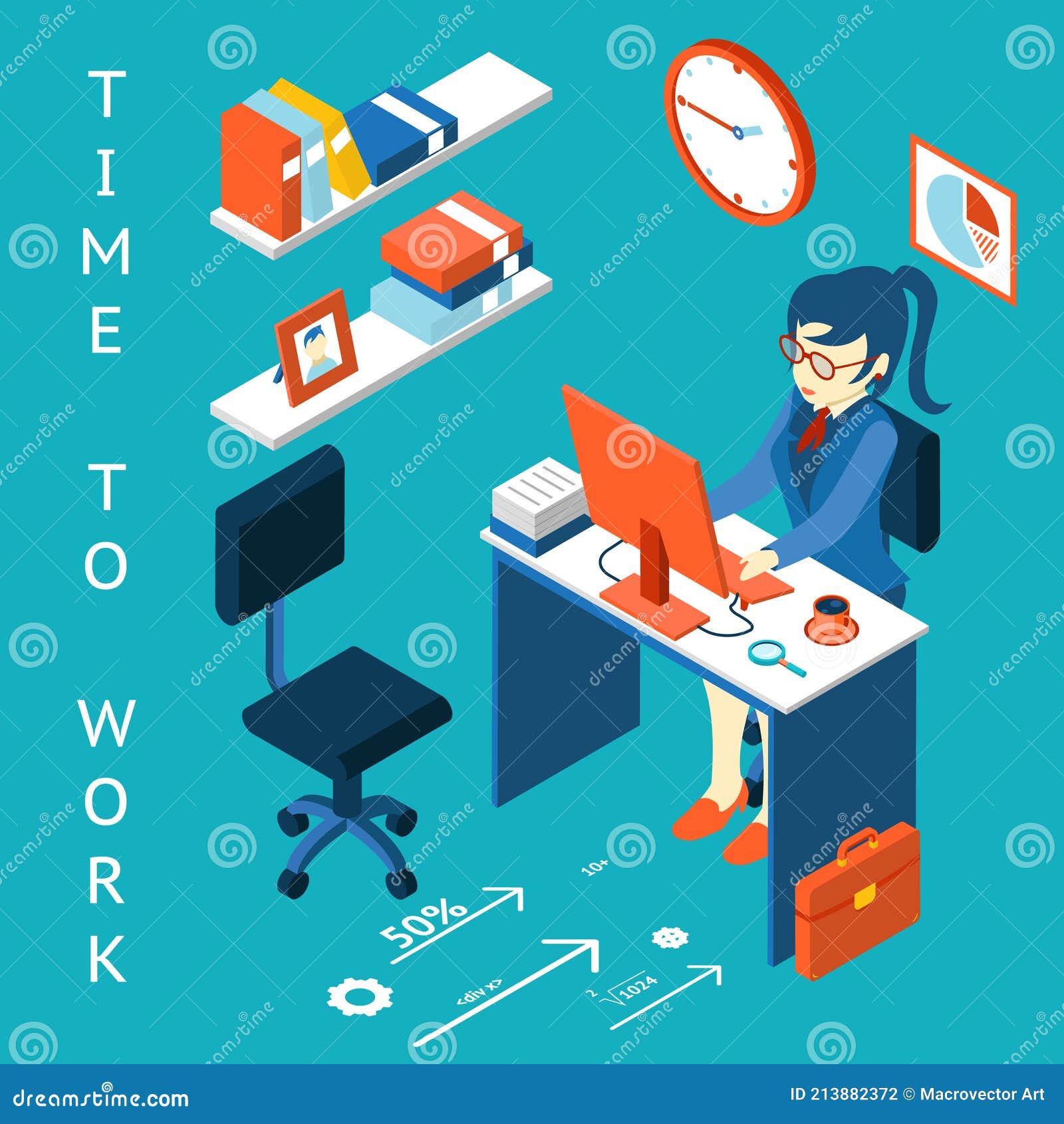 Time To Work Concept. Business Corporate Process Infographic Element ...