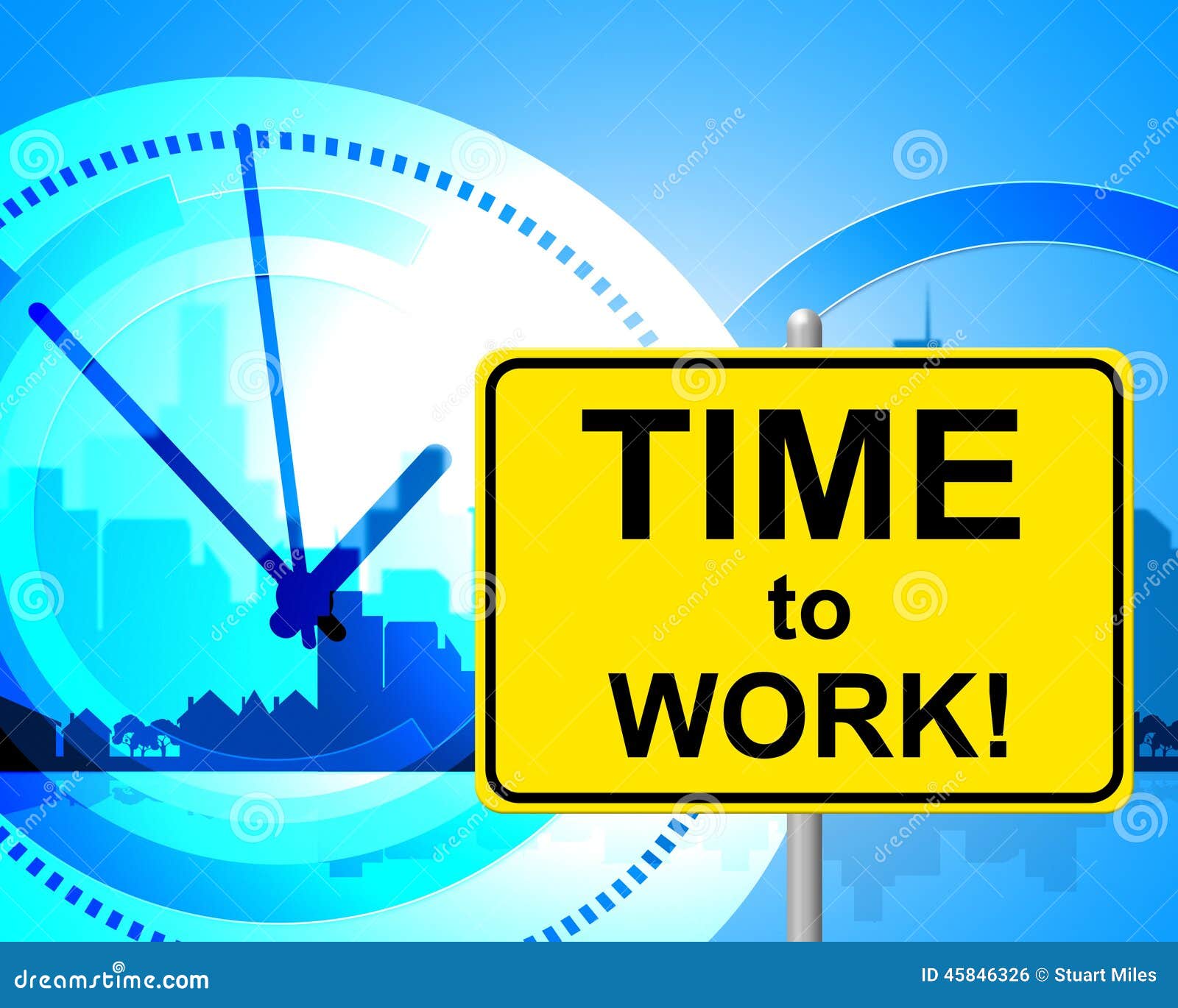 Time To Work Means Just Now and Currently Stock Illustration ...