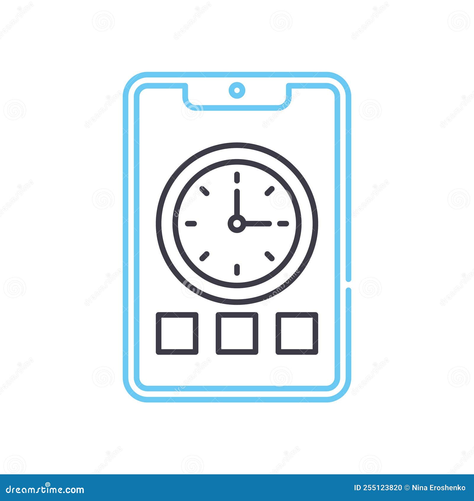 Time Tracker App Line Icon, Outline Symbol, Vector Illustration ...
