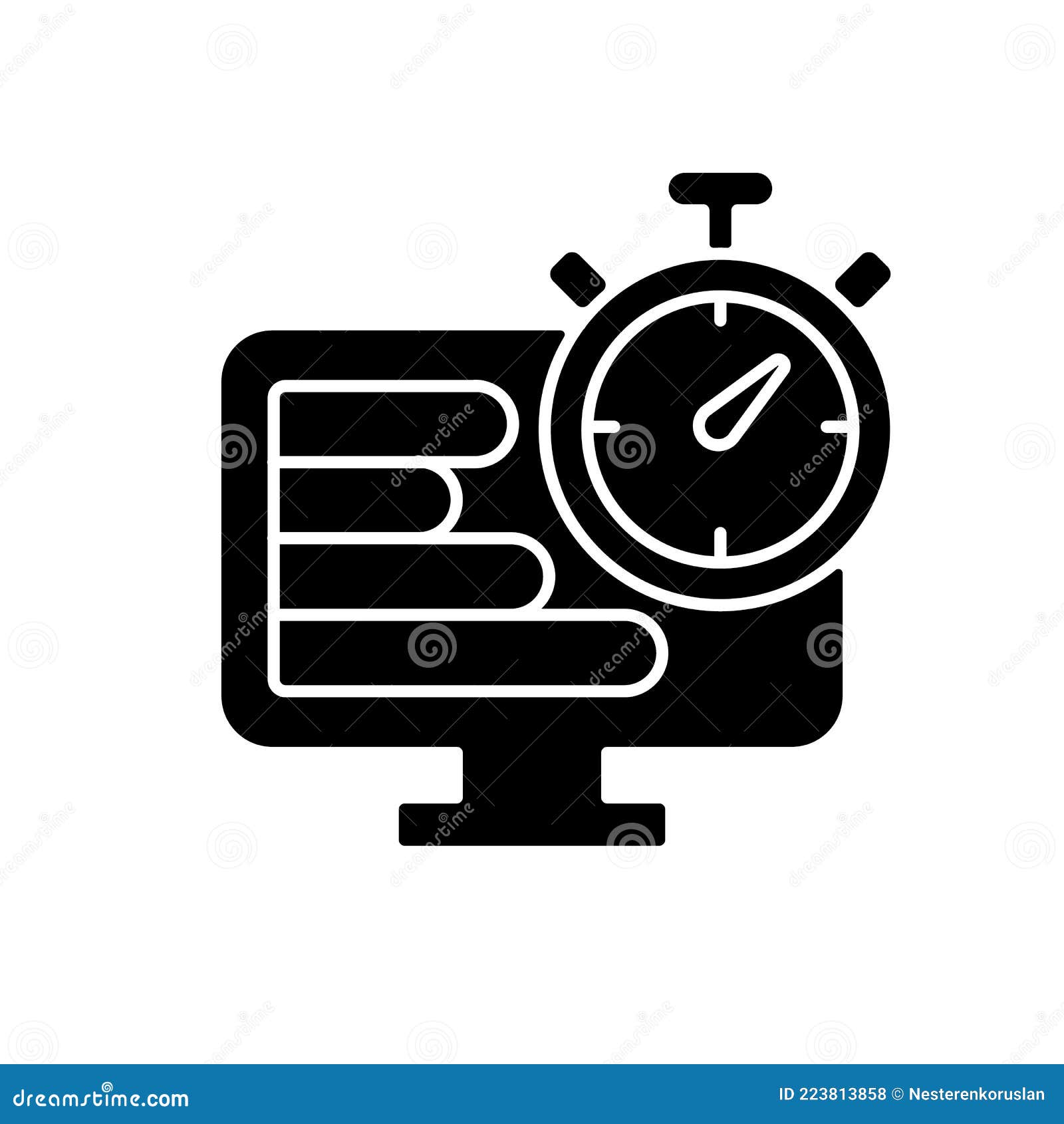 Time Tracker Black Glyph Icon Stock Vector - Illustration of countdown ...