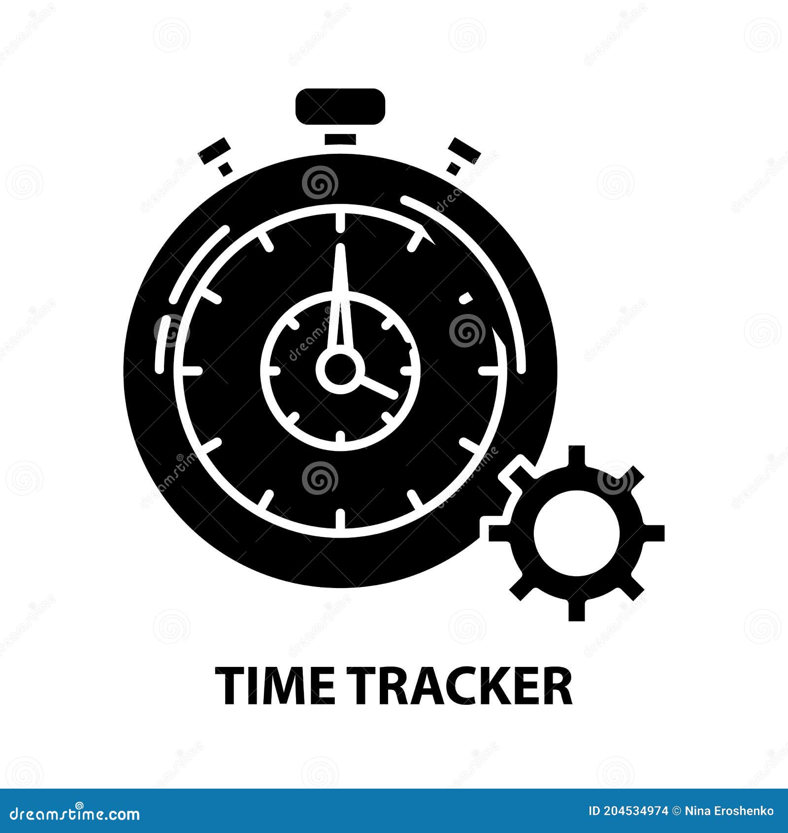 Time Tracker Icon, Black Vector Sign with Editable Strokes, Concept ...