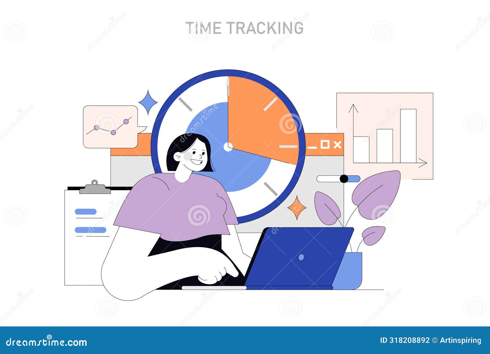 Time Tracking Concept. Vector Illustration. Stock Vector - Illustration ...