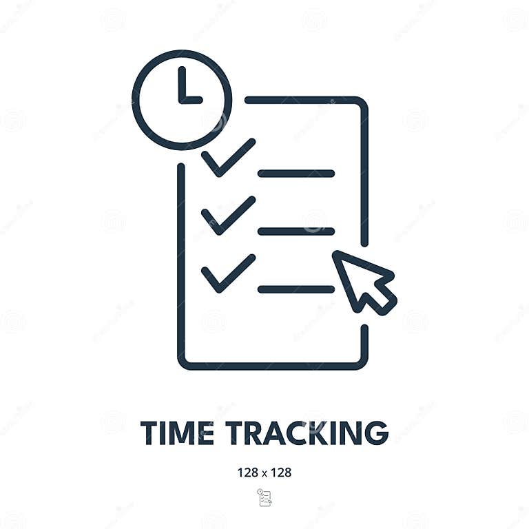 Time Tracking Icon. Schedule, Timesheet, Deadline. Editable Stroke ...