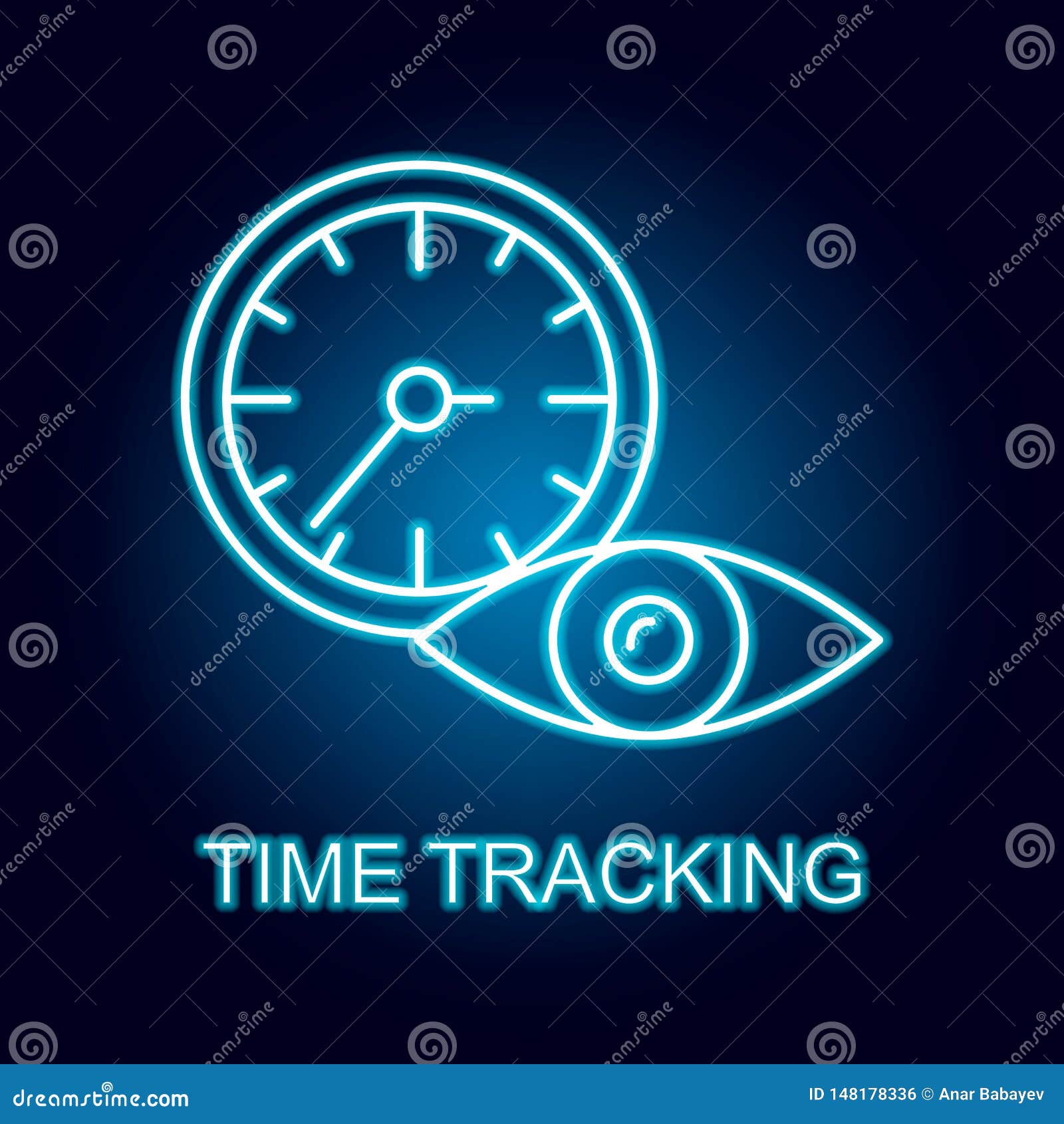 Time Tracking Line Icon in Neon Style. Element of Human Resources Icon ...