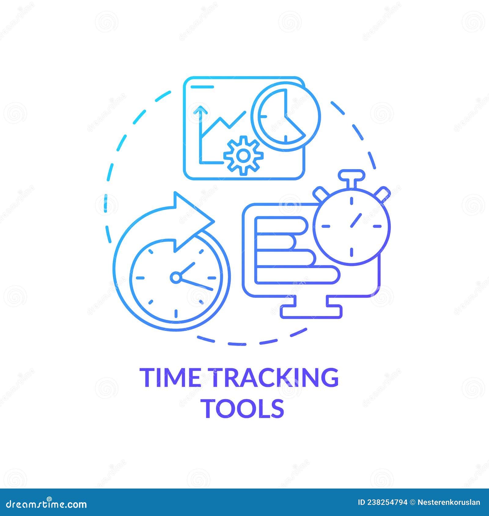 Time Tracking Tools Blue Gradient Concept Icon Stock Vector ...