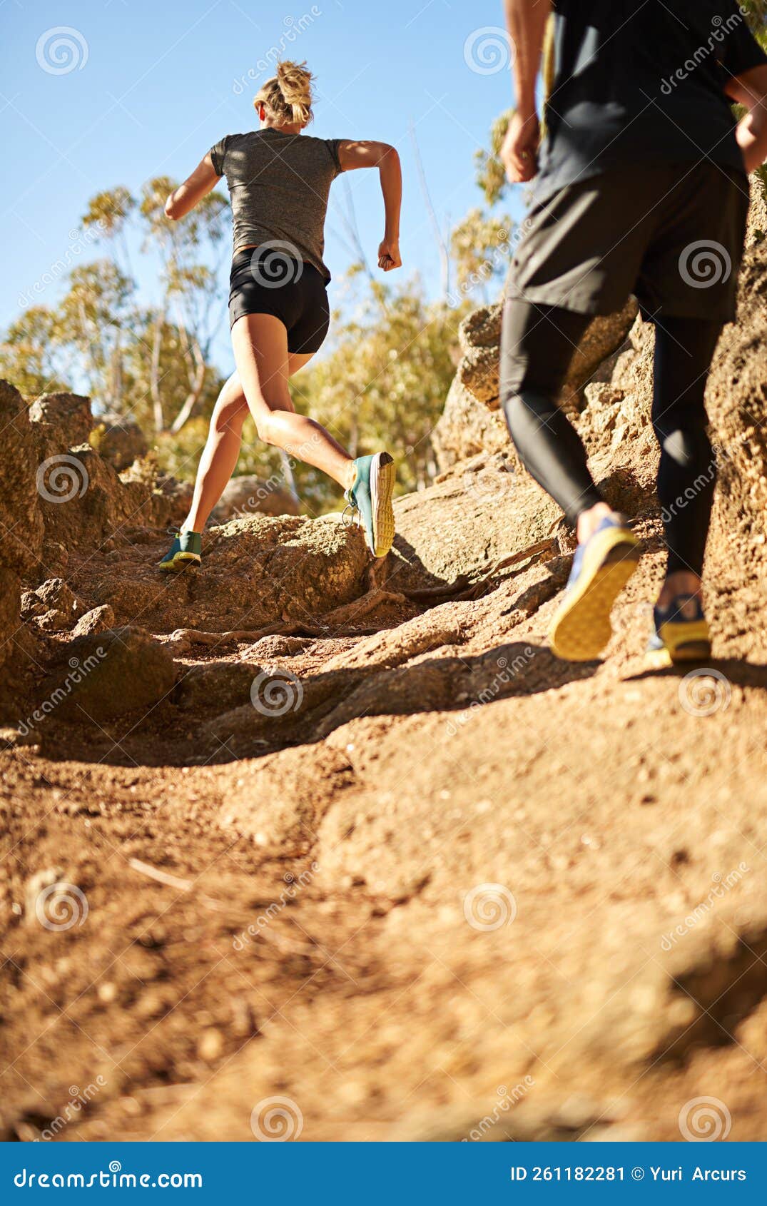 Time for a Trail Run. a Young Couple Out for a Trail Run. Stock Image ...