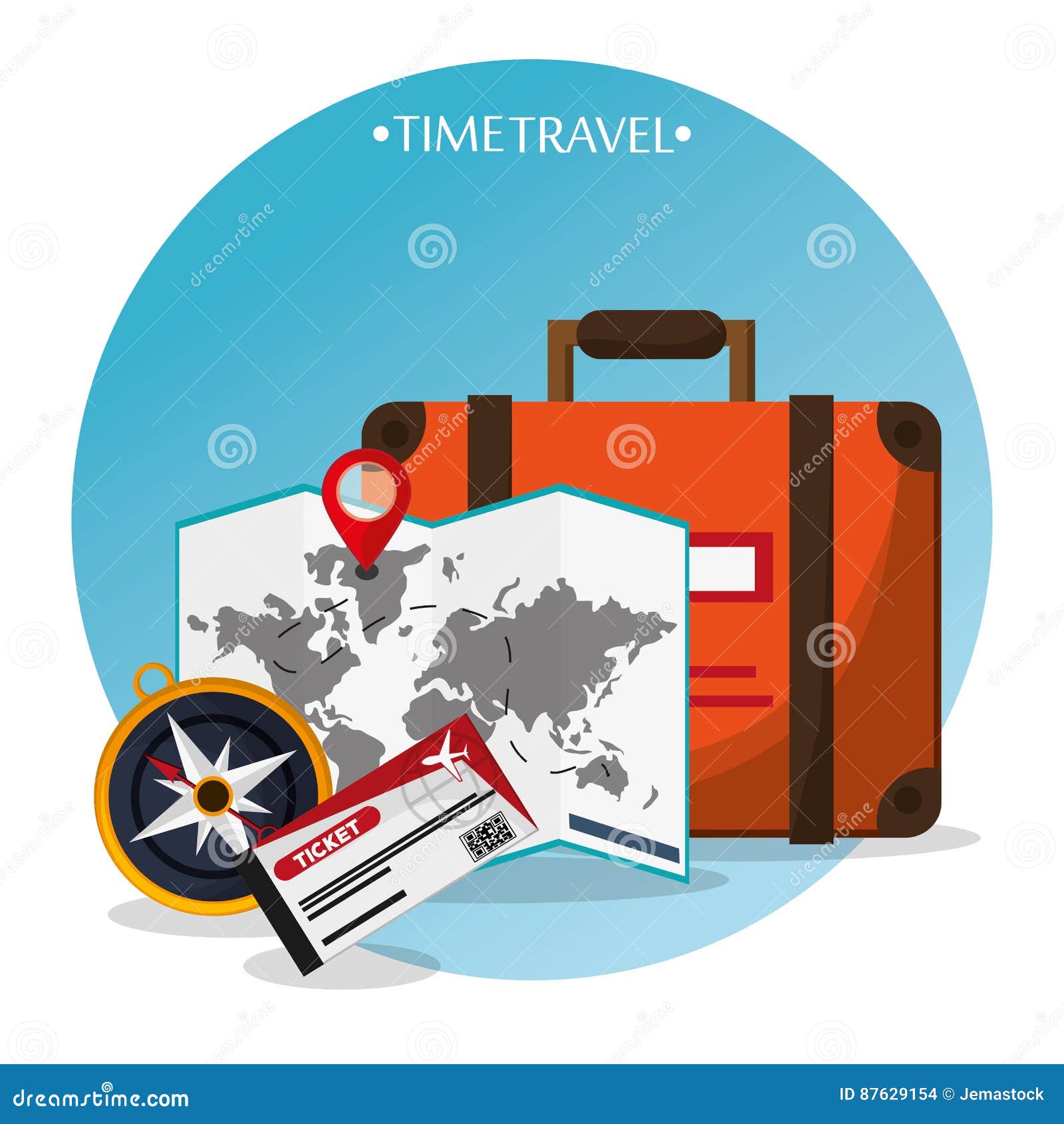 Time Travel Brochure Tourism Stock Vector - Illustration of holiday ...