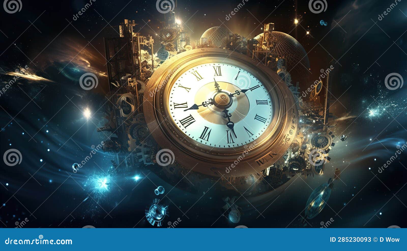 Time Travel Concept. Time Travel Clock Stock Illustration ...